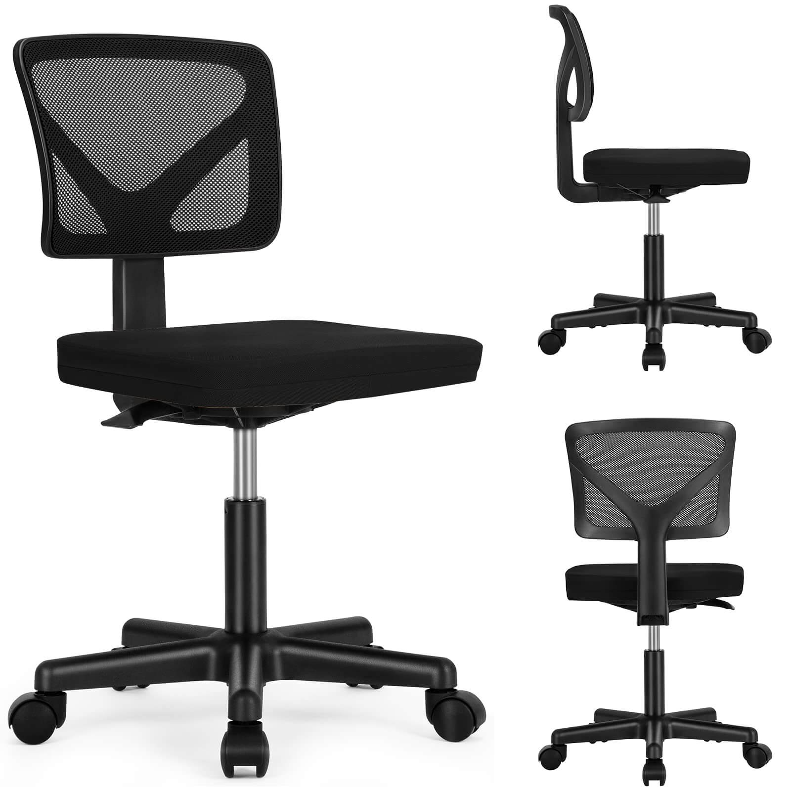 OOU Low-Back Mesh Armless Office Chair Swivel Rolling Computer Chair No ...