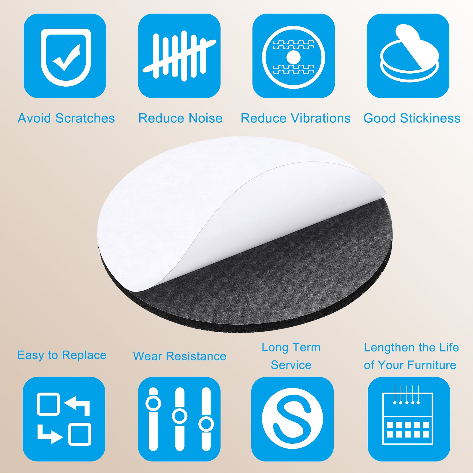 PATIKIL 7.5inch Diameter Felt Furniture Pads 4 pcs 1/5inch Thick Lamp ...