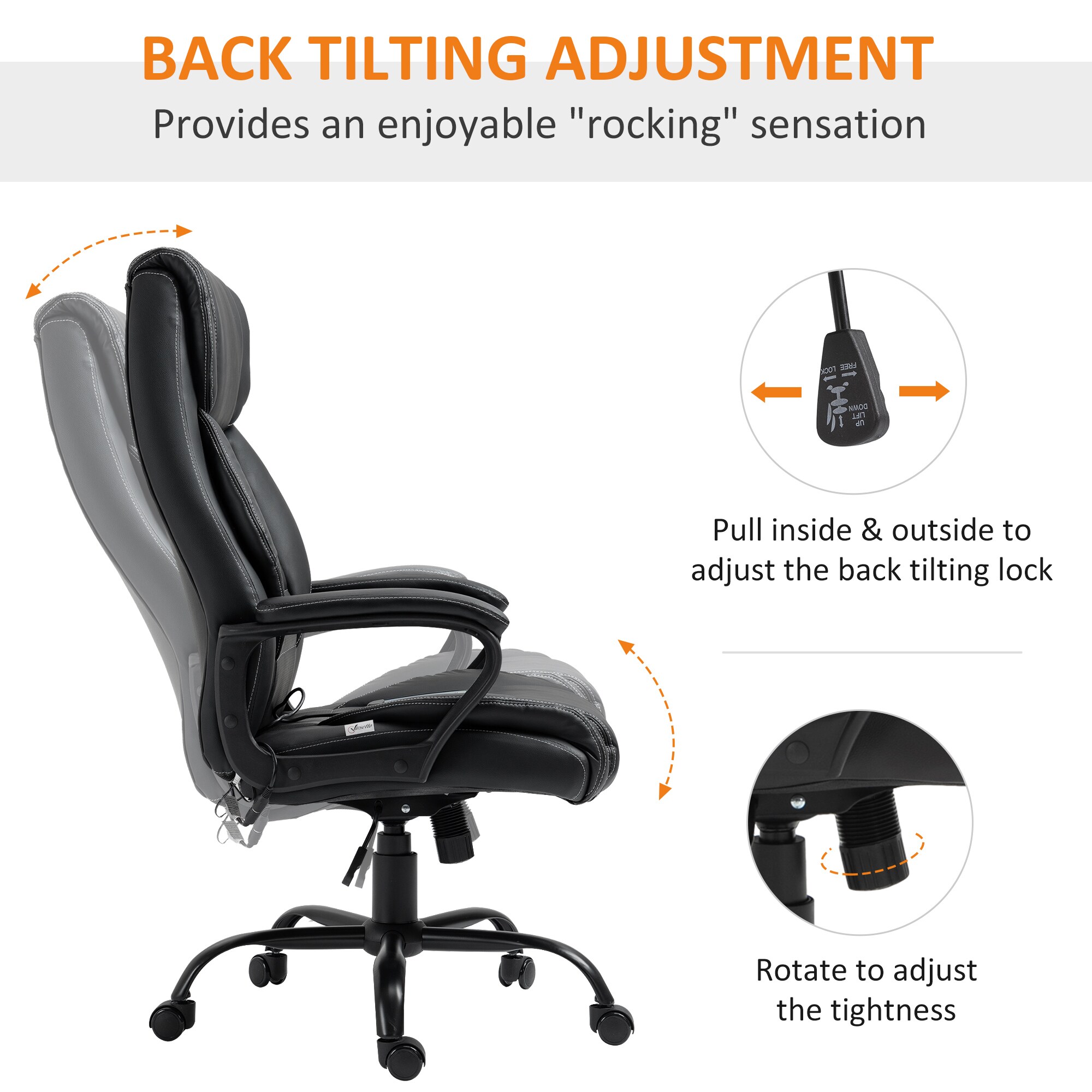 Vinsetto Ergonomic Massage Office Chair High Back Executive Desk Chair ...