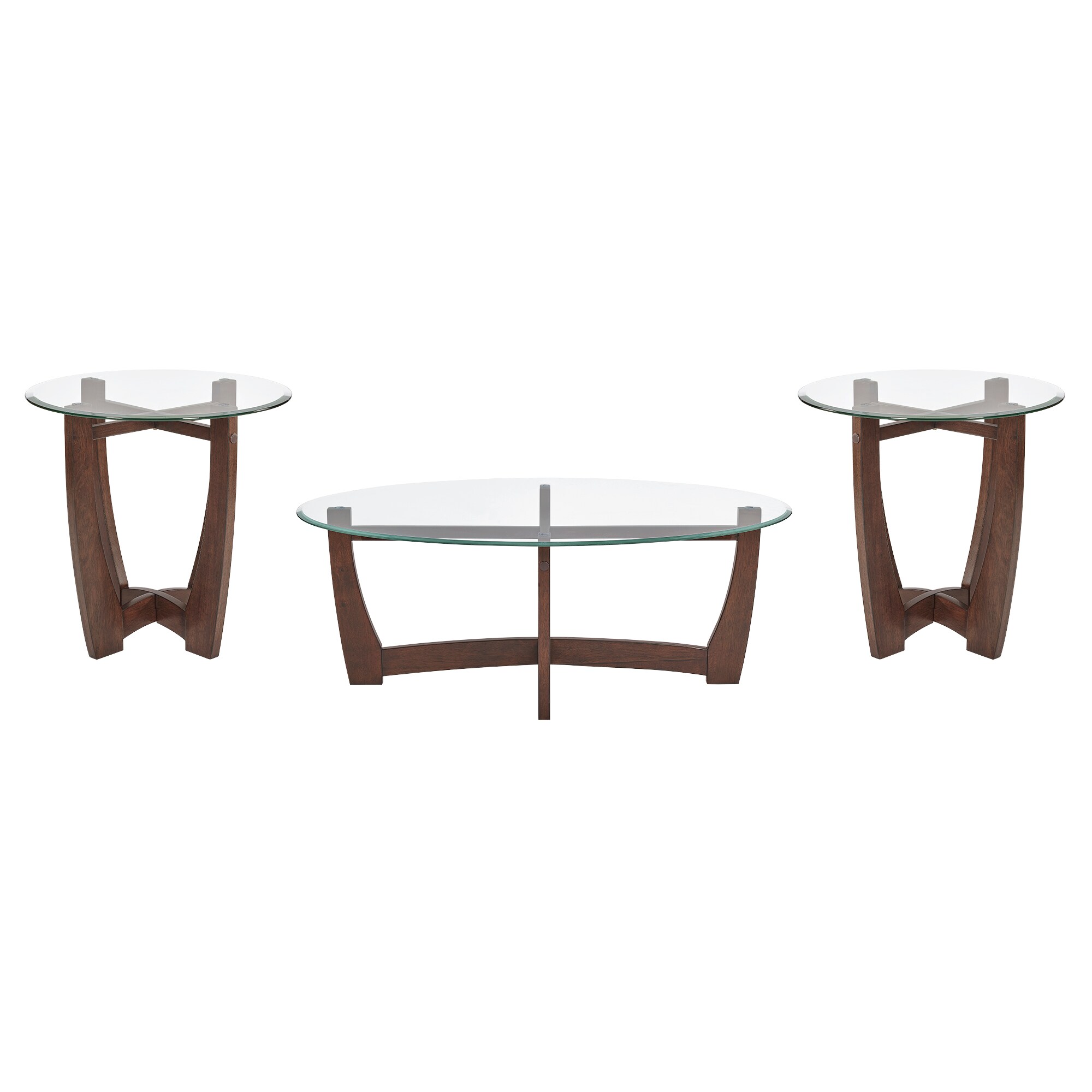 LUXEYARD Round Glass Coffee Table Cherry Round Coffee Table Center ...