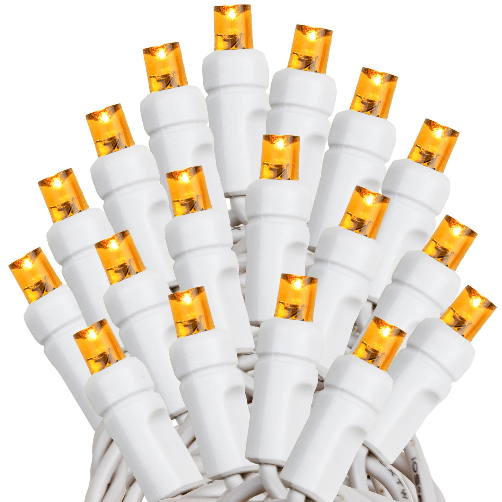 Novelty Lights 11 Feet 50 Light Amber LED Christmas Lights White Wire ...