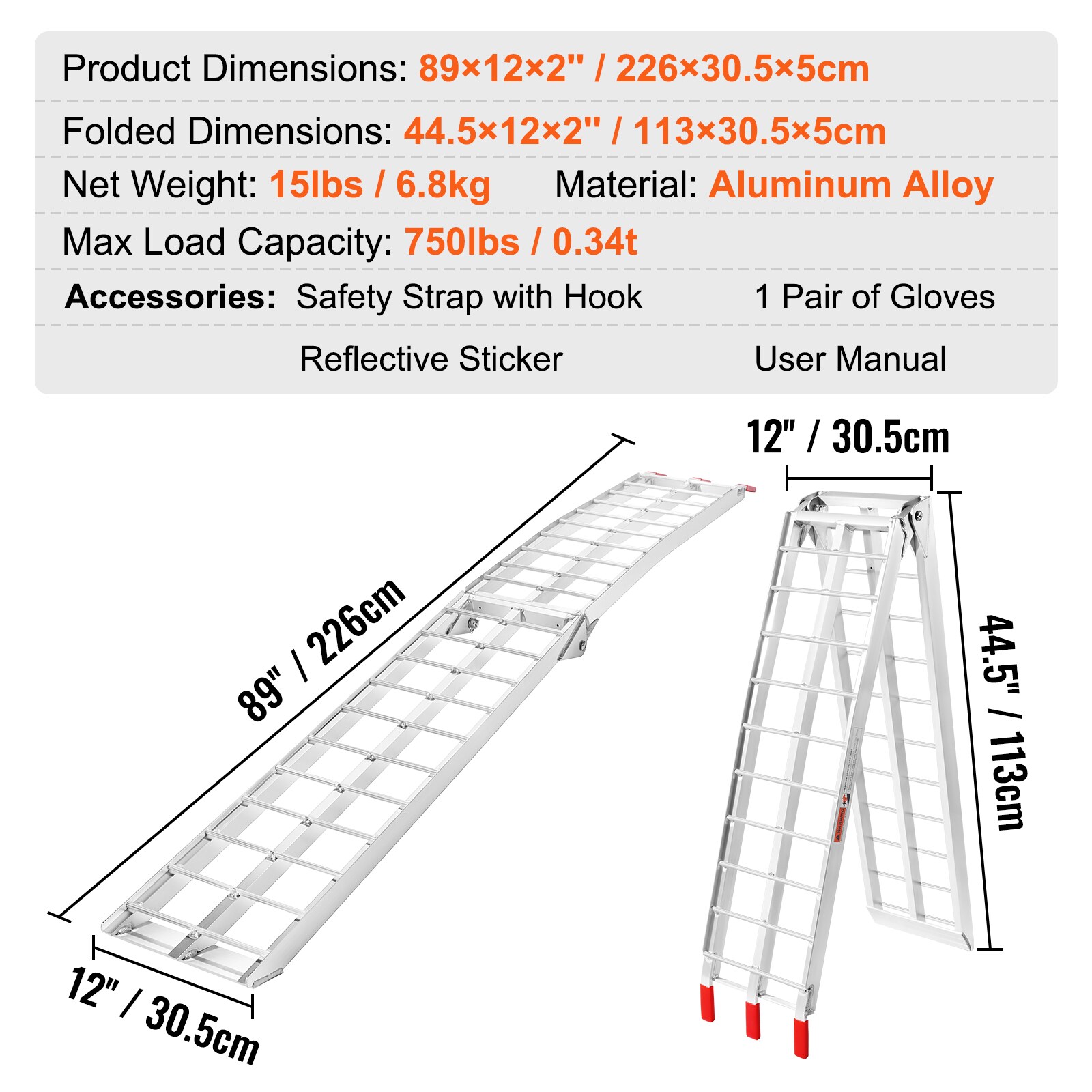 SVOPES 1-ft x 7.4-ft 750-lb Capacity Arched Folding Loading Ramp in the ...