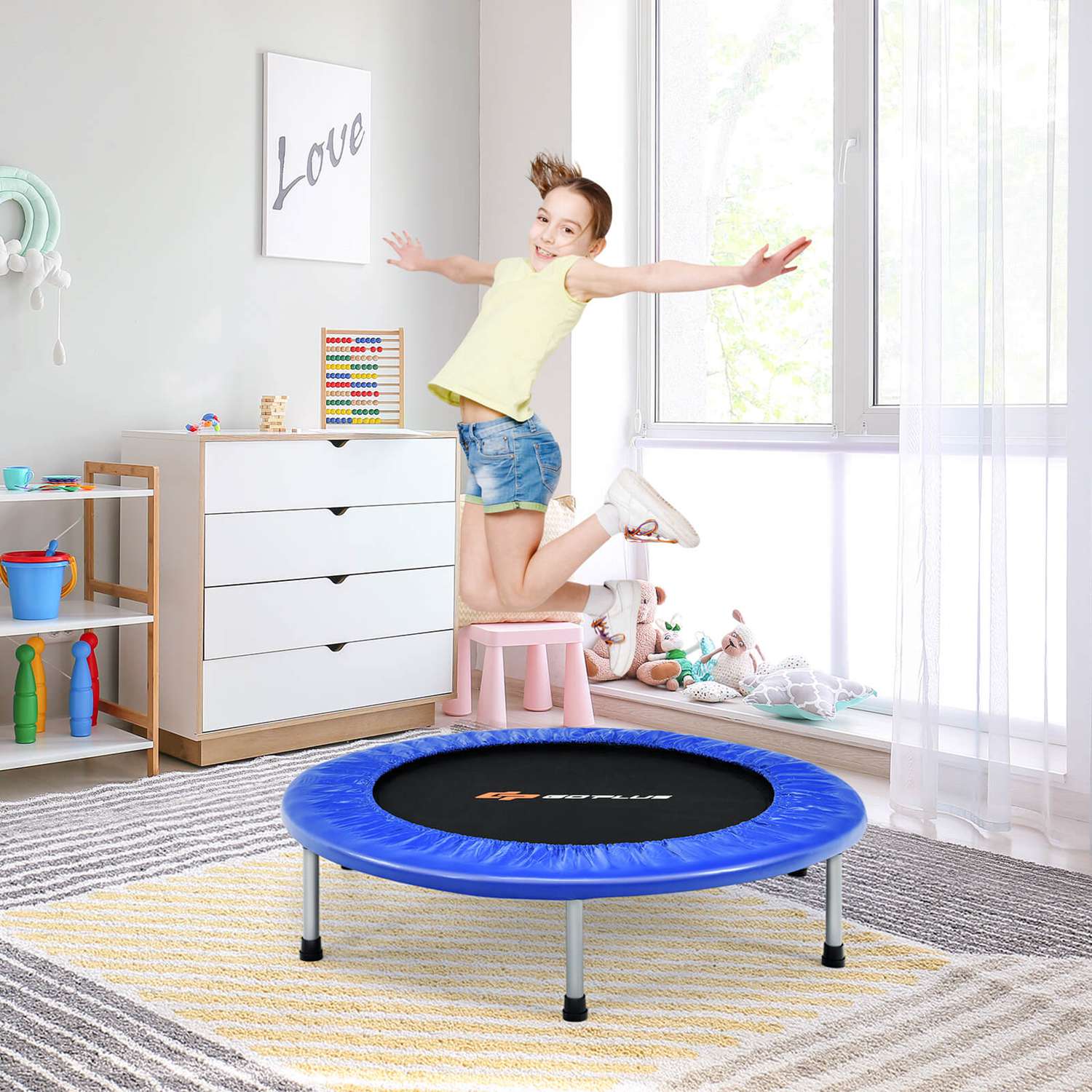 Costway 36 inches Mini Folding Trampoline Portable Recreational Fitness ...