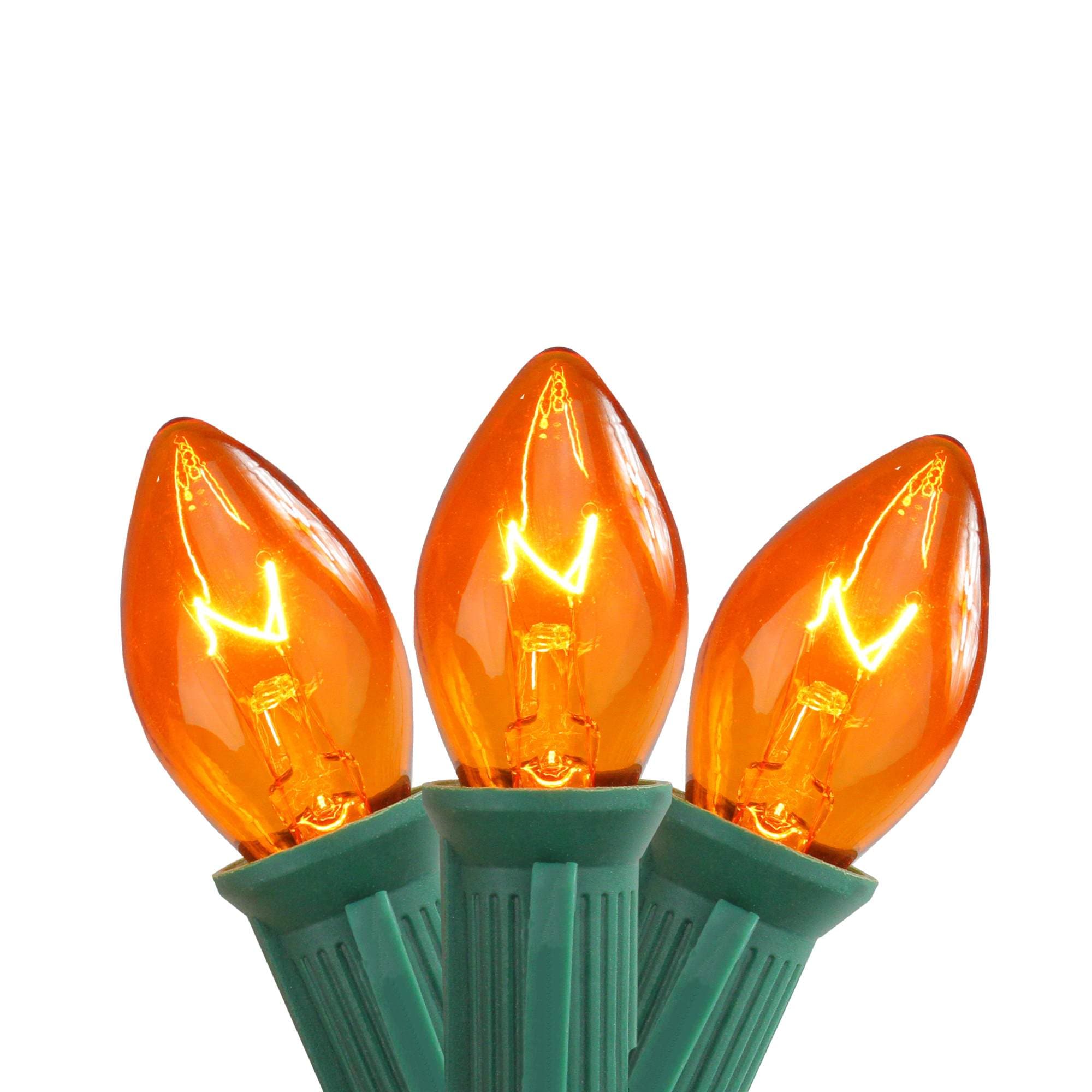 Northlight C7 Christmas String Lights - Orange - 24 feet Green Wire ...