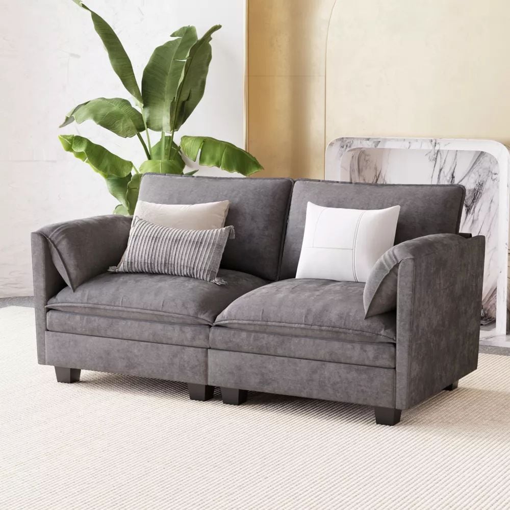 GDFStudio Helen Mid Century Compact 2-Seater Apartment Loveseat Sofa Grey in the Couches, Sofas ...