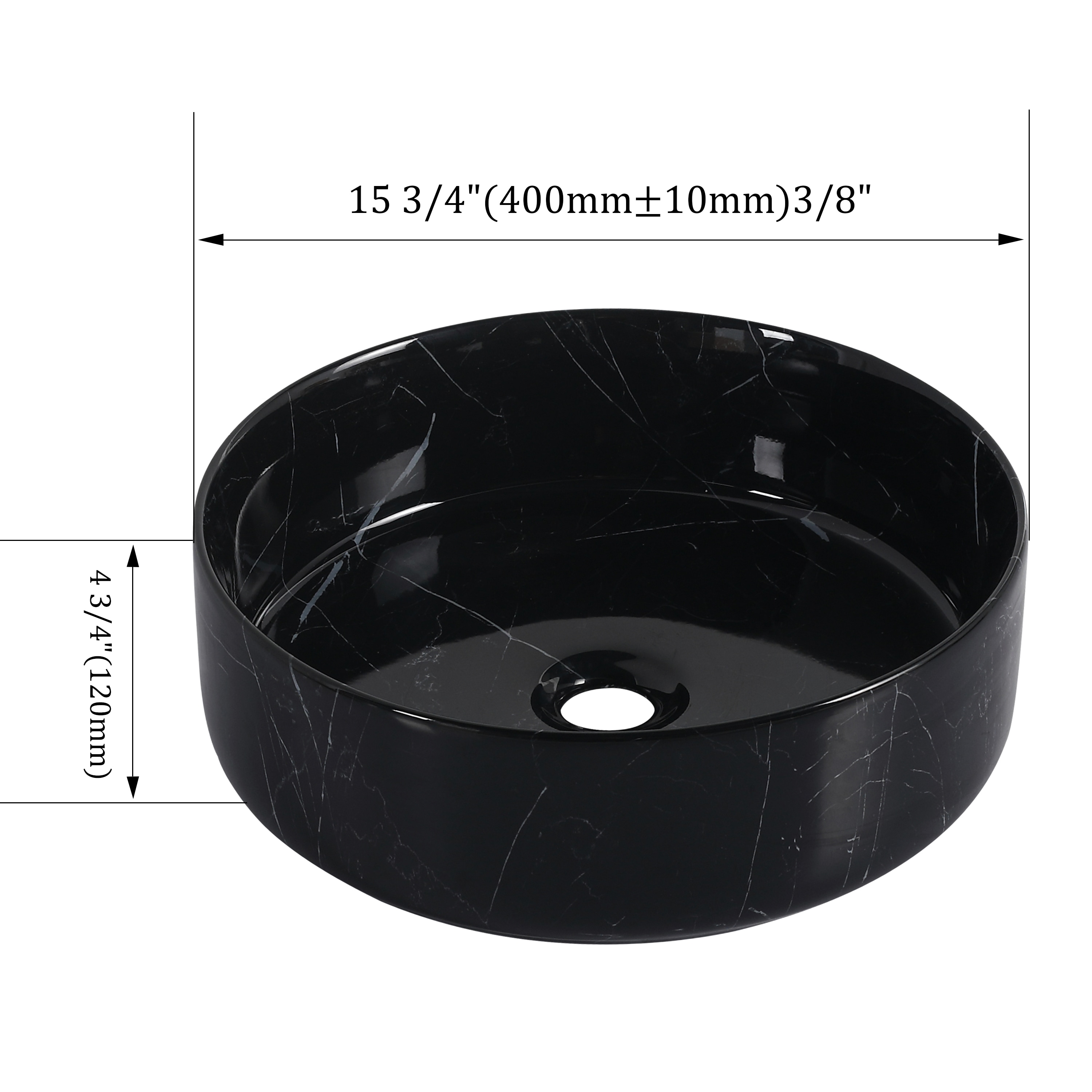 Tatayosi Ceramic Round Above Counter Bathroom Sink Art Basin Black ...