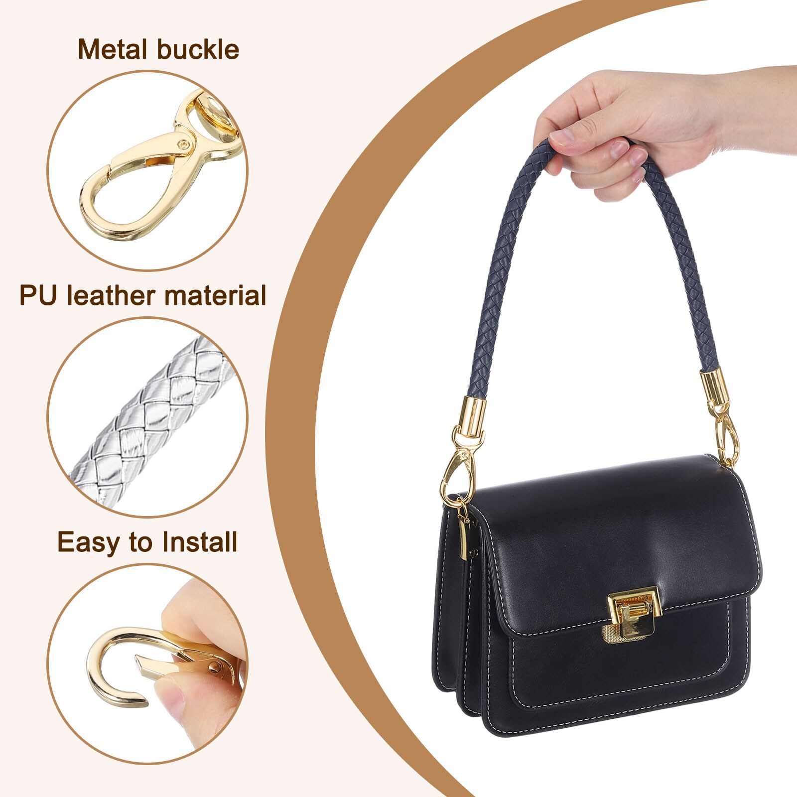 Unique Bargains 1pc Leather Purse Strap 50cm/19.69-Inch Short Leather ...