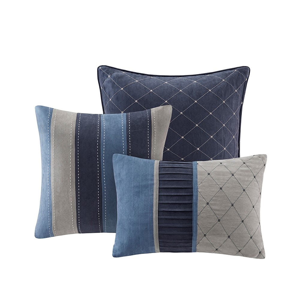 Tinyhomie 7 Piece Microsuede Comforter Set Navy Queen in the Bedding ...