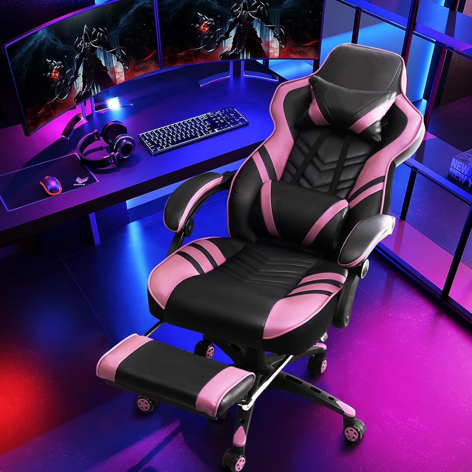 Costway Office Computer Desk Chair Gaming Chair Adjustable Swivel w ...