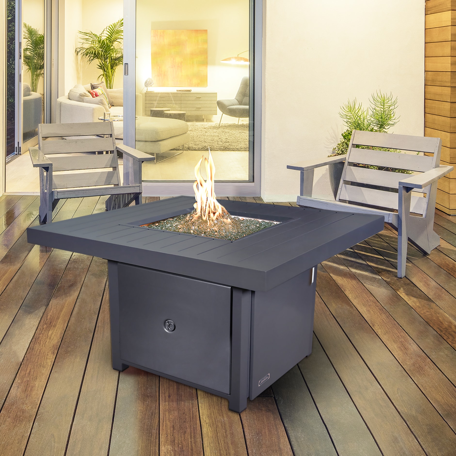 Sunbeam 42-in W 50000 Maximum BTUs Aluminum Square Liquid propane Fire ...