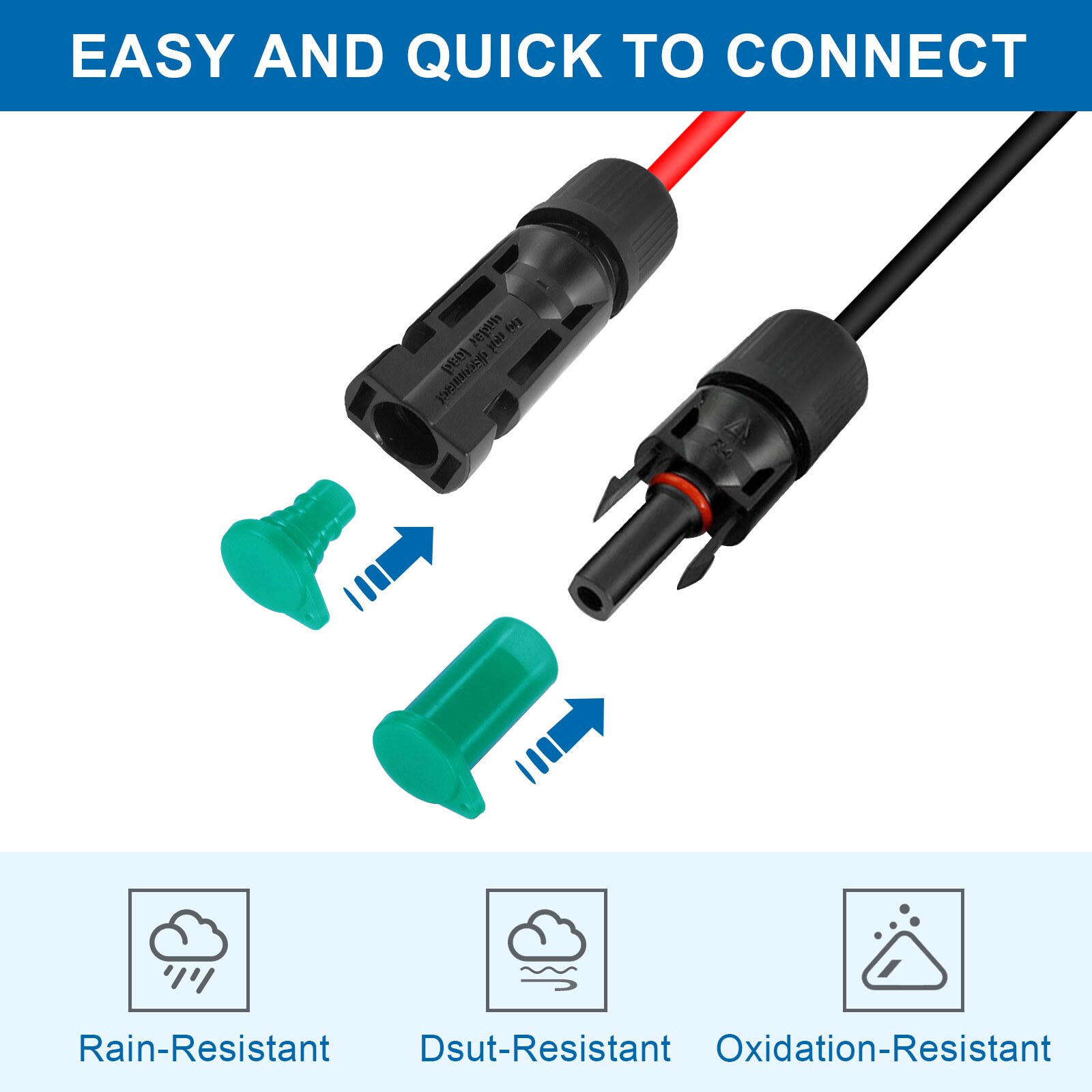 Unique Bargains Solar Connector Caps 15 Set Weather Resistant IP67 Male ...