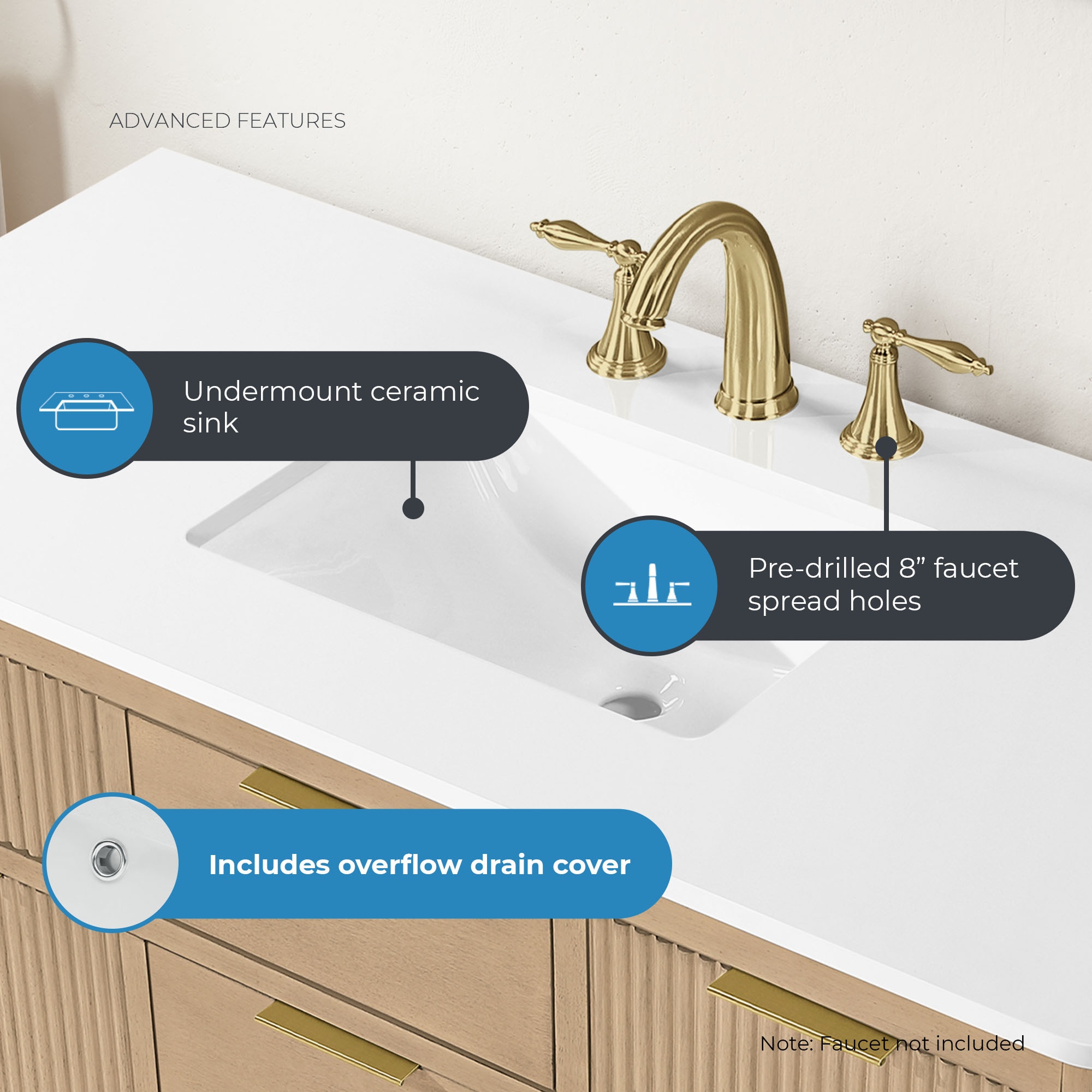 OVE Decors Xander 48-in Sahara Birch Undermount Single Sink Bathroom ...