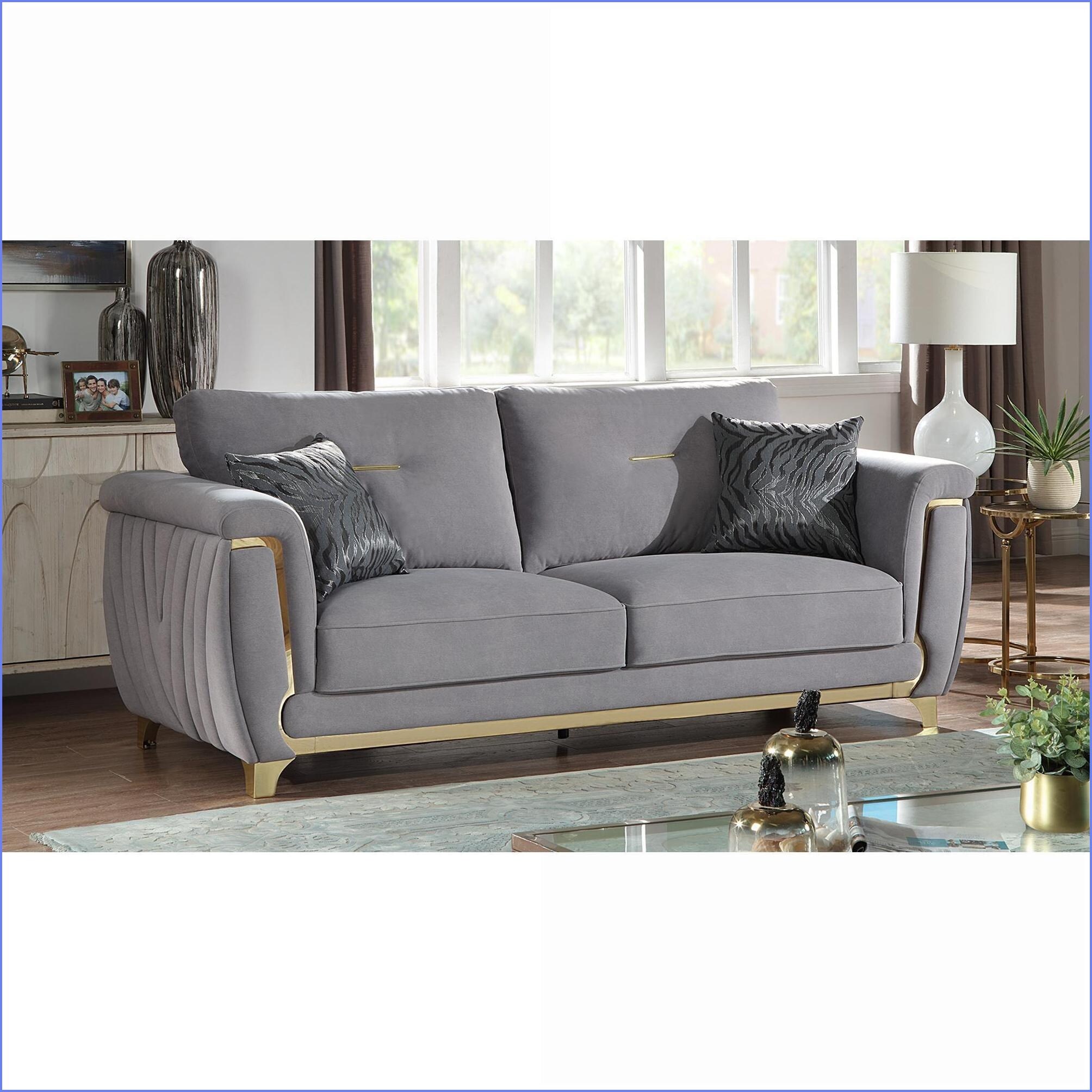 Watnature Sofas Contemporary Slate Gray Sofa with Gold Accents for ...