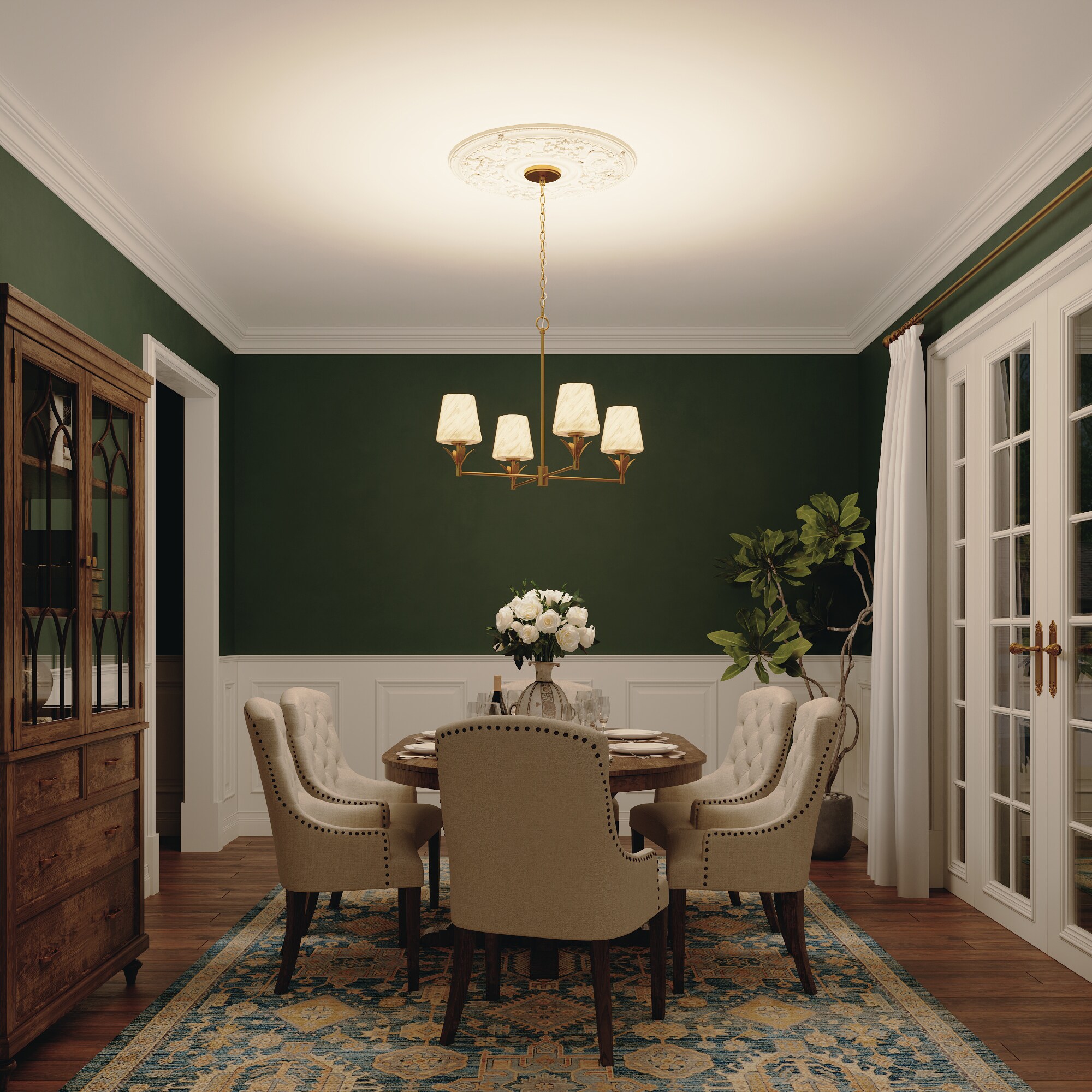 ACROMA Aime 4 -Light Satin Gold Bare bulb Metal Chandelier in the ...