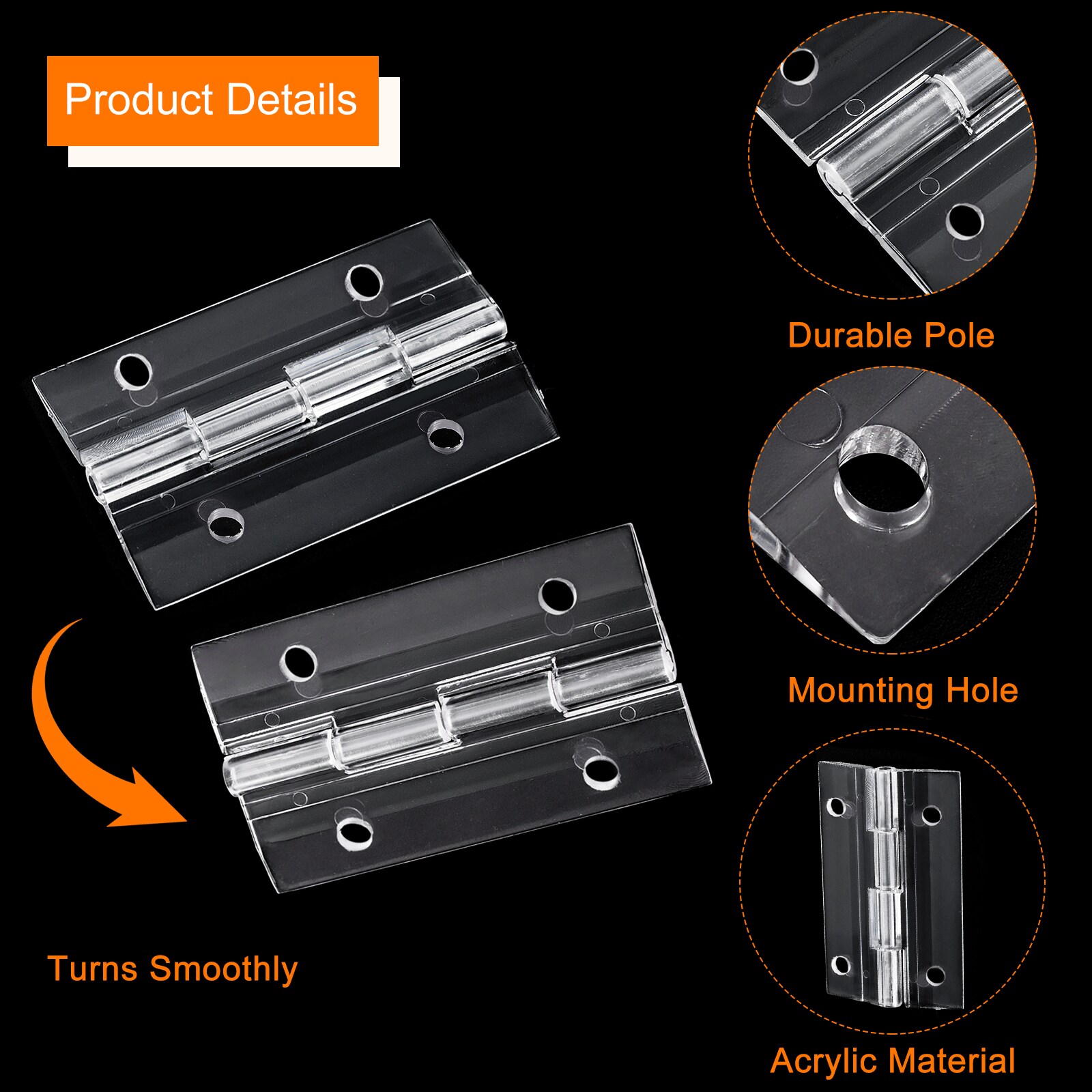 Unique Bargains 6pcs Acrylic Hinges 1.8 x 1.38 Inch Mini Hardware ...