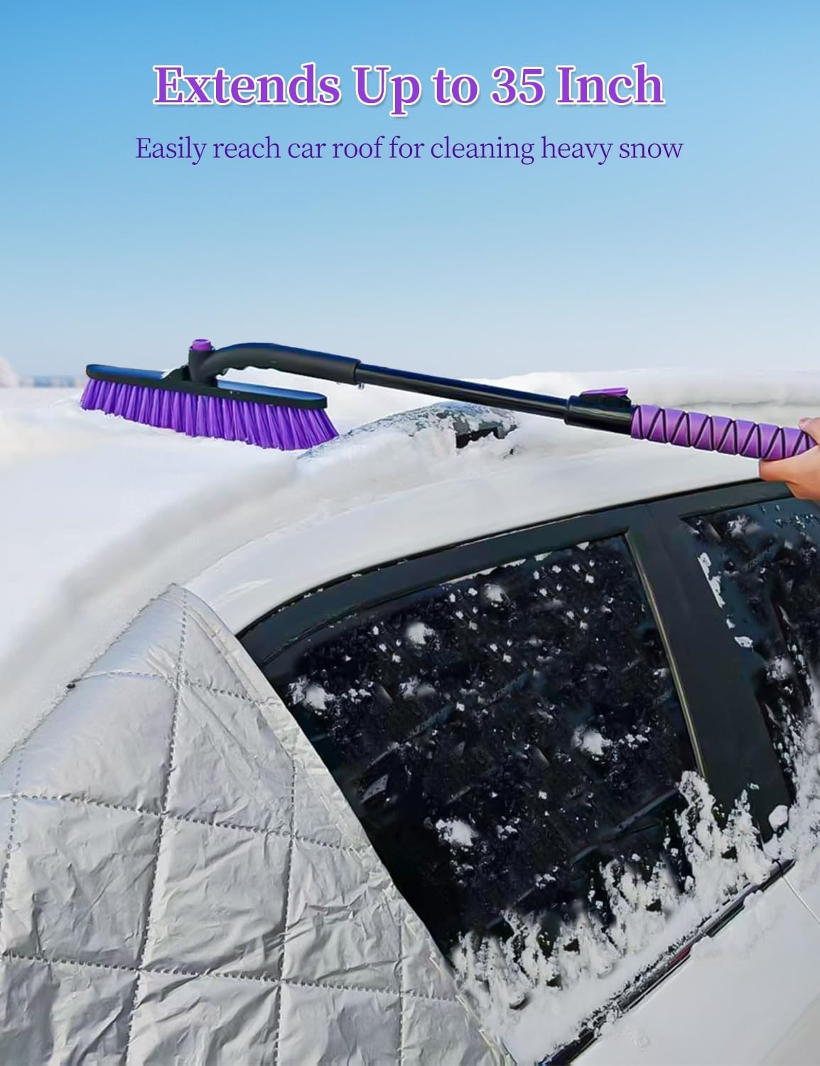 Adrinfly Extendable Snow Brush and Ice Scraper with Foam Grip Large ...