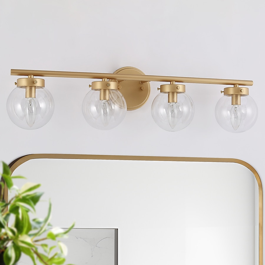 Uolfin 28-in 4 -Light Matte Gold Modern/contemporary Vanity light in ... Uolfin 28-in 4 -Light Matte Gold Modern/contemporary Vanity light in ...