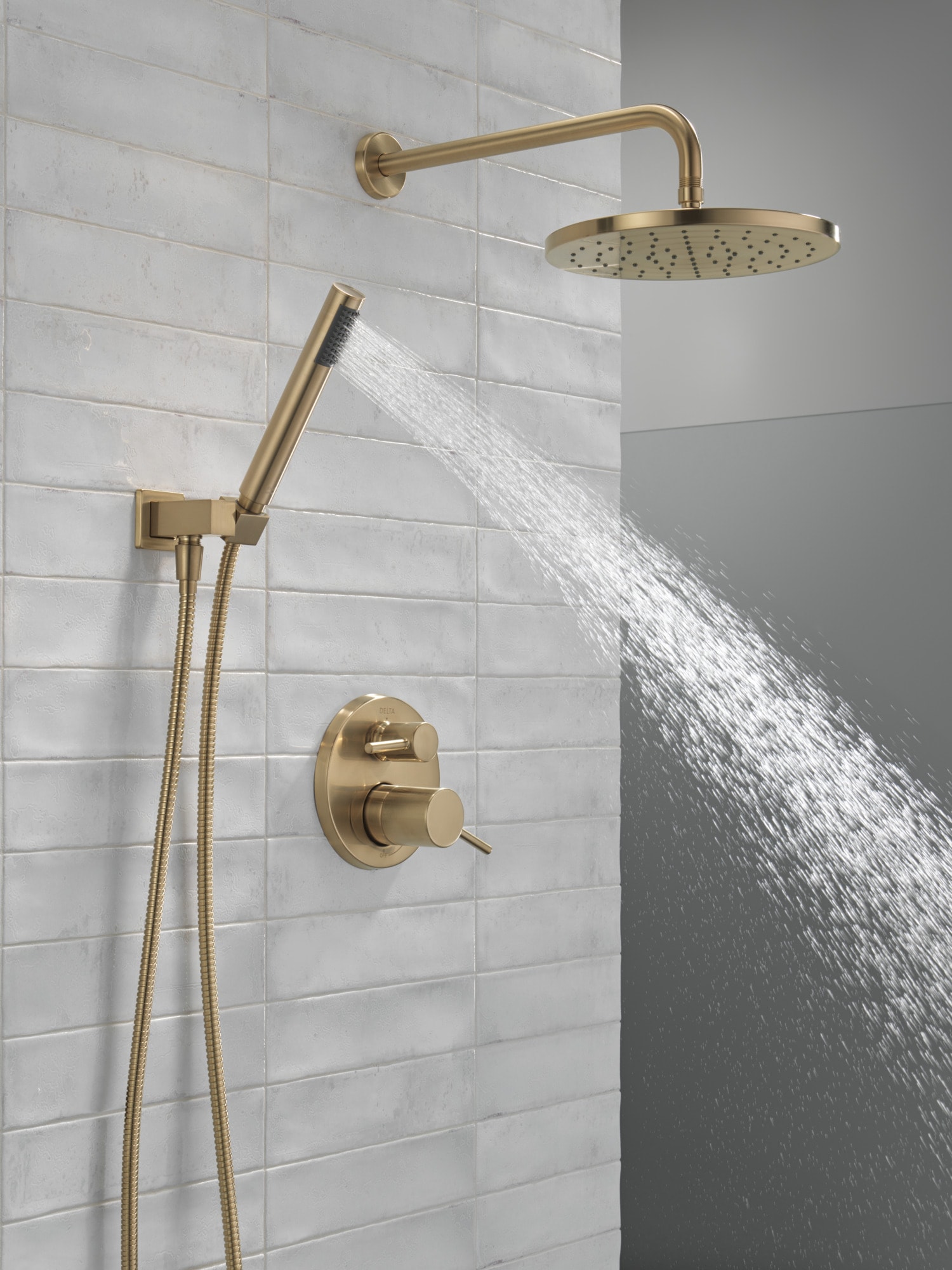 Delta Modern Champagne Bronze 2-handle Single Function Round Shower ...