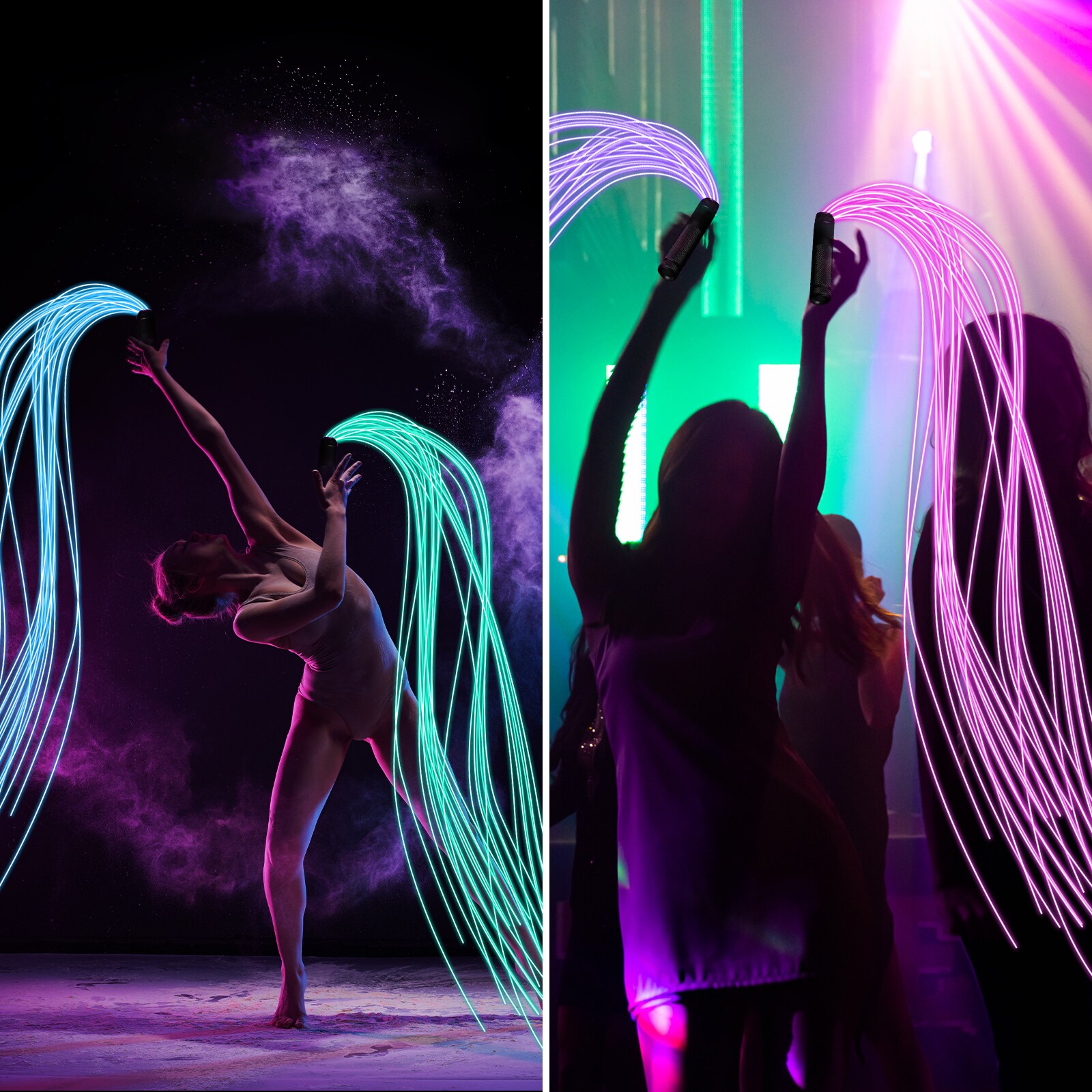 Unique Bargains LED Fiber Optic Whip Dance 6ft 7 Colors 22 Rainbow ...