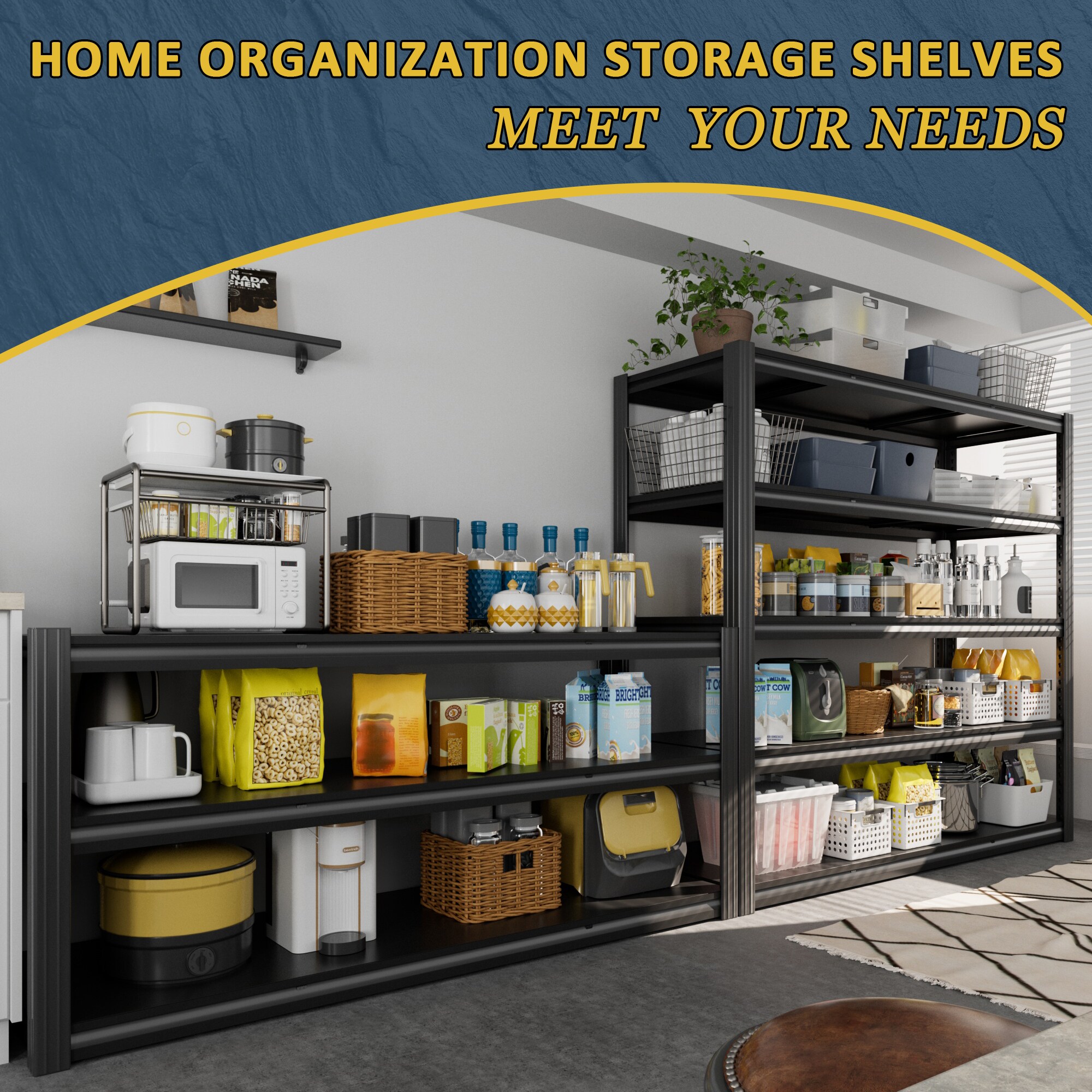 LUXEYARD 60 inch W 5 Tier Garage Shelving Units Metal Garage Storage ...