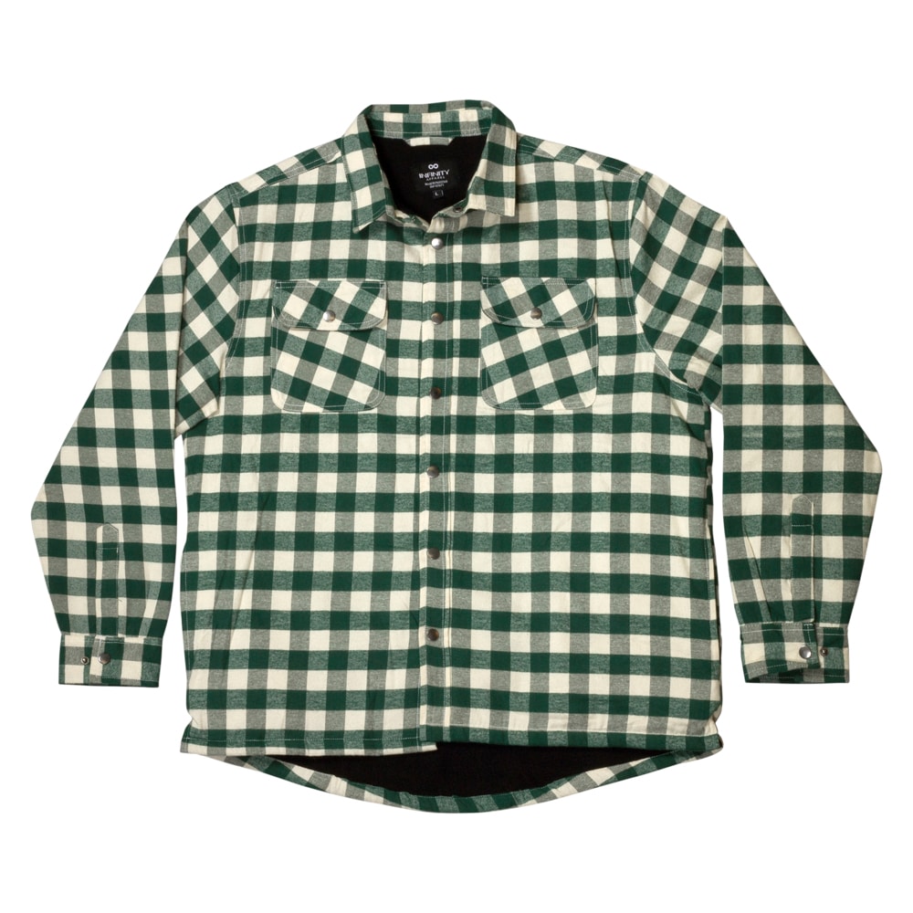 Infinity Brands Men's Cream/Green Flannel Insulated Shirt jacket ( 2XL ...