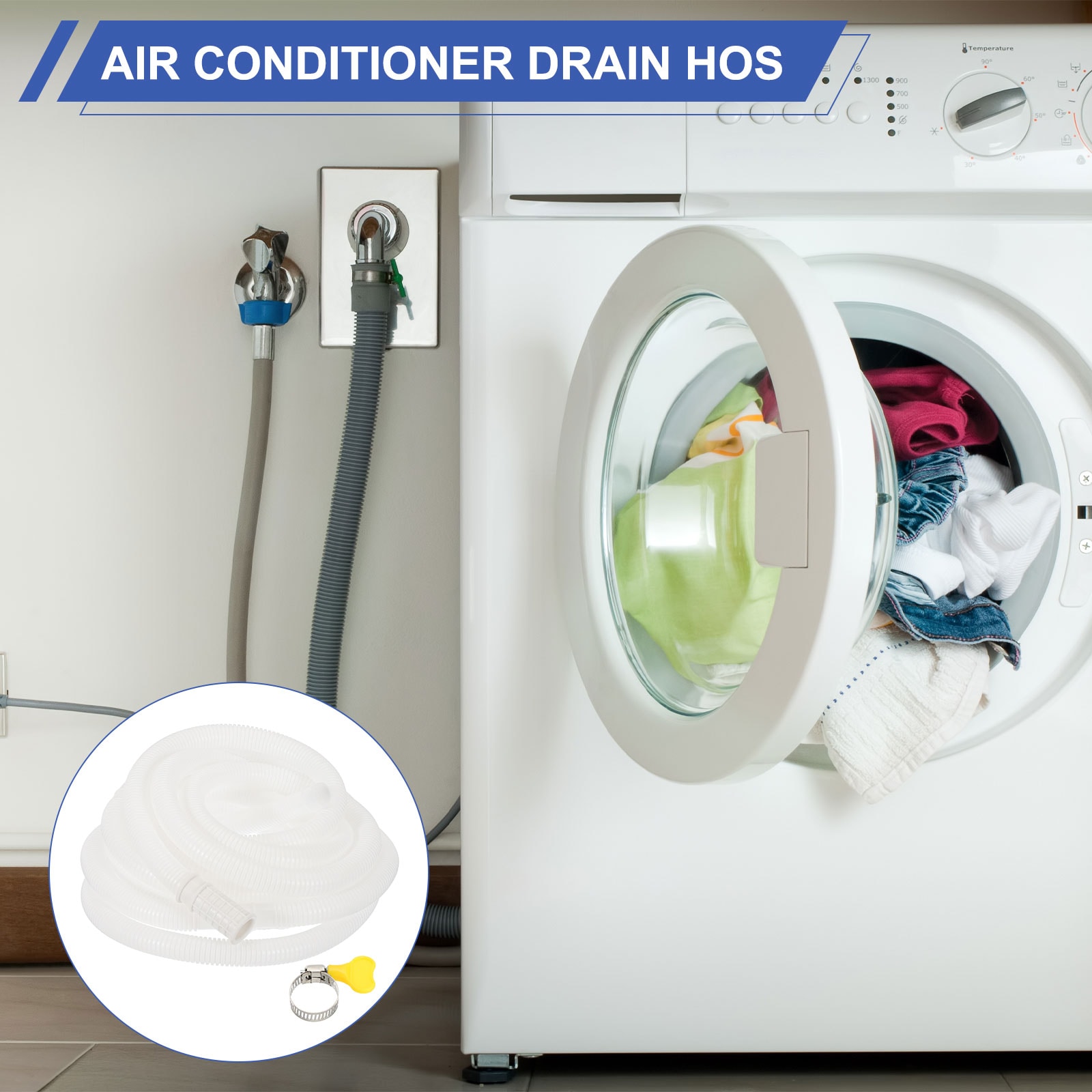 PATIKIL 16.4ft Air Conditioner Drain Kit 2 Sets Universal AC Drain Hose ...