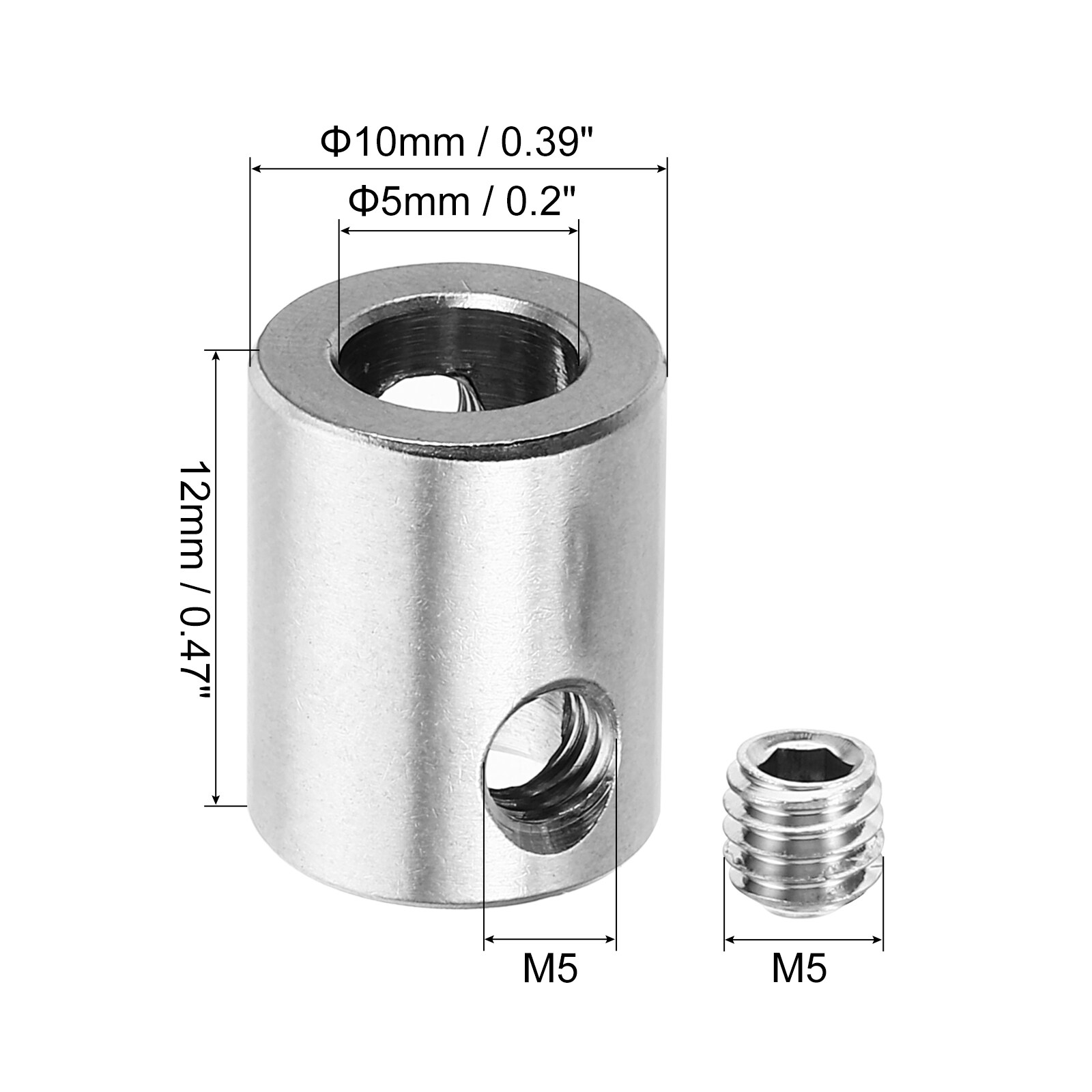 PATIKIL 5mm Hole Wire Rope Clips Set 8 Set 304 Stainless Steel Double ...