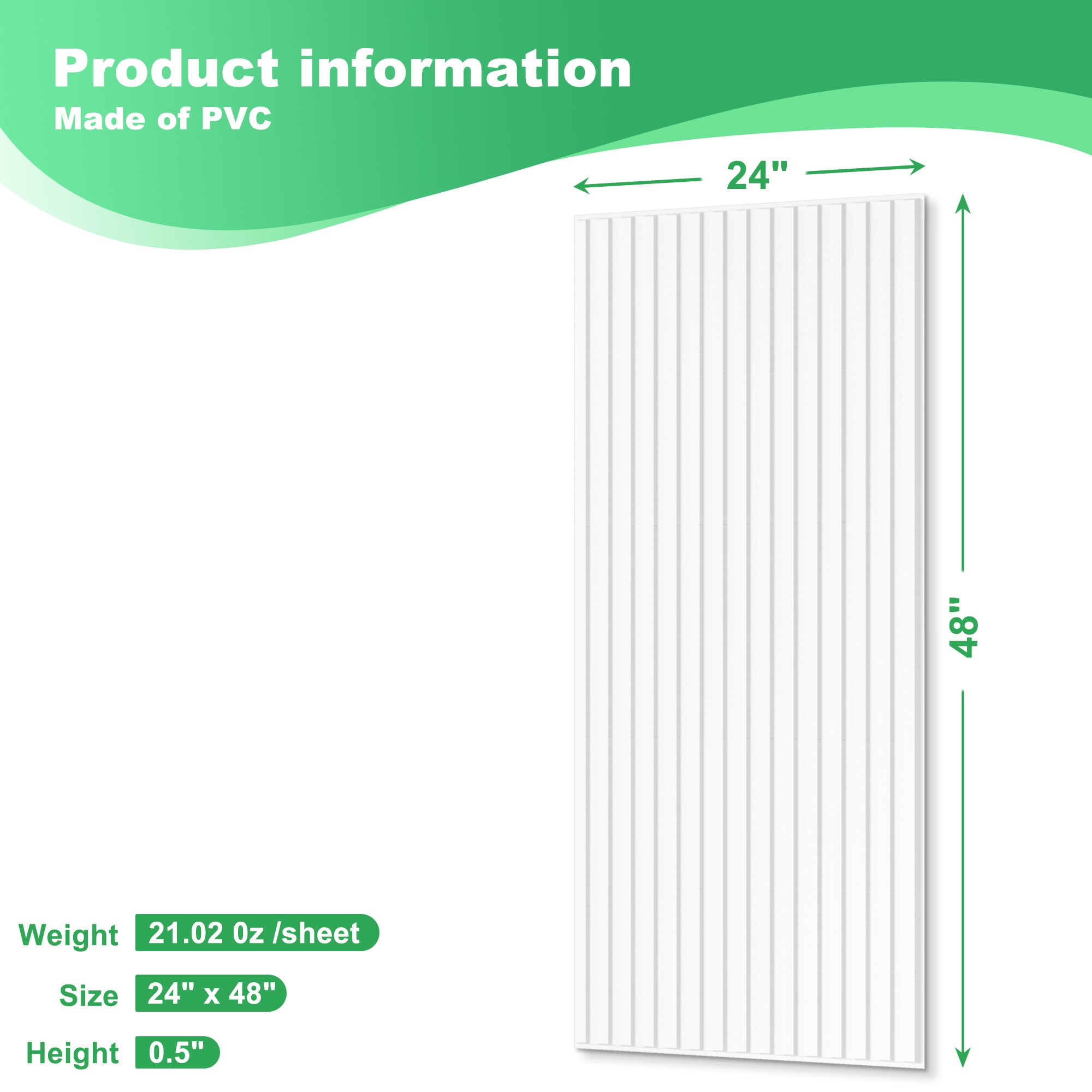 LOVMOR PVC Slat Wall Panel 2x4 Feet 3D Fluted Textured Panel White ...