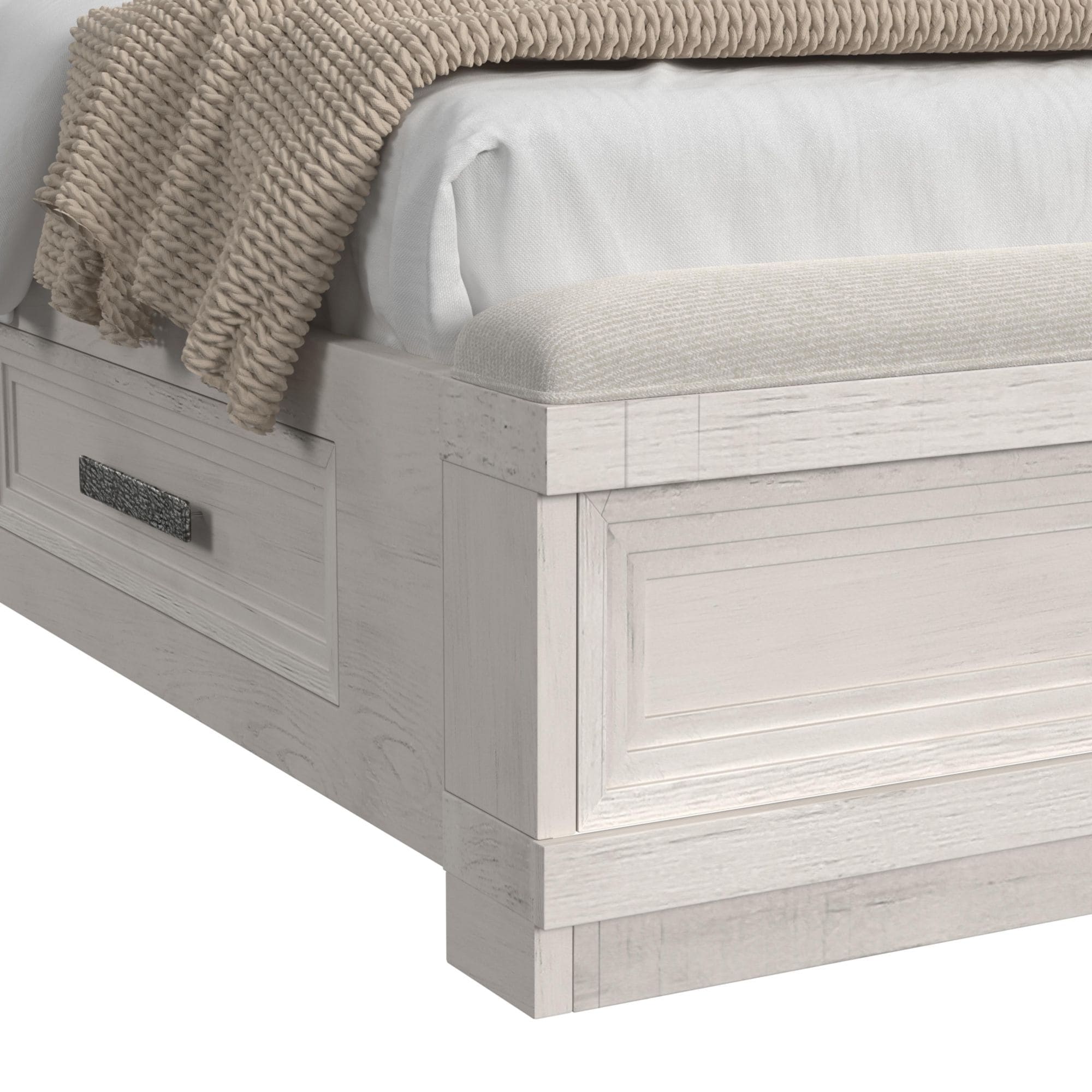 Picket House Furnishings Queen Antique White Bed Frame Storage with ...