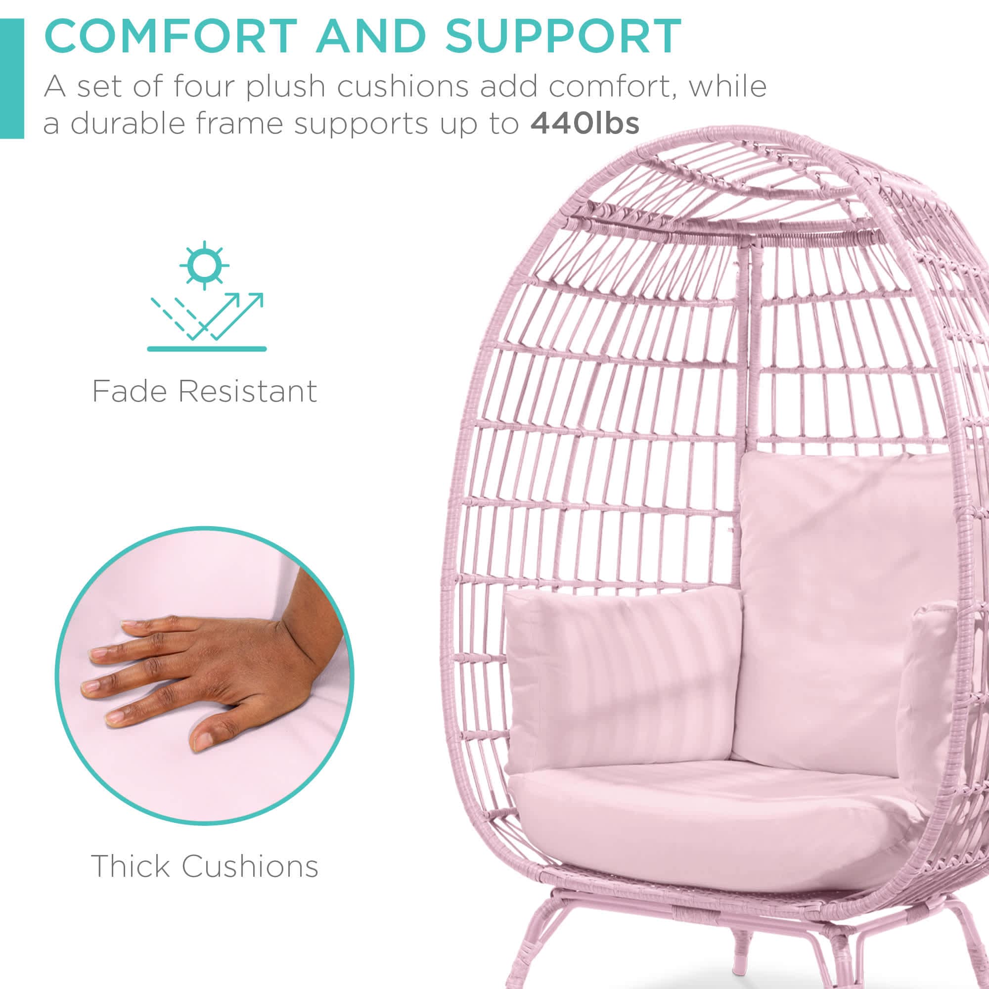 Best Choice Products Wicker Egg Chair Oversized Indoor Outdoor Patio ...