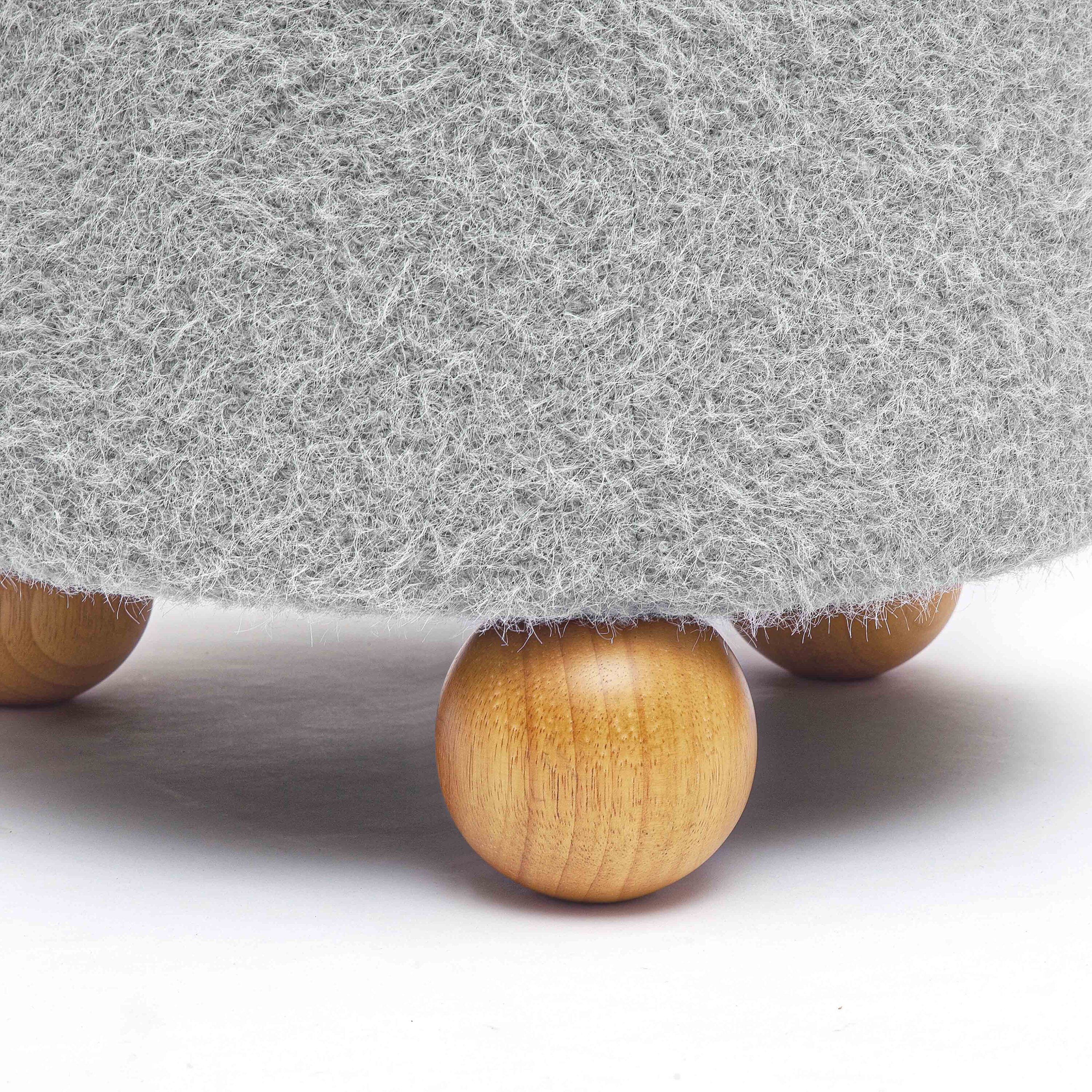 TOV Furniture Jaine Stone Grey Loose Mohair Ottoman in the Ottomans ...
