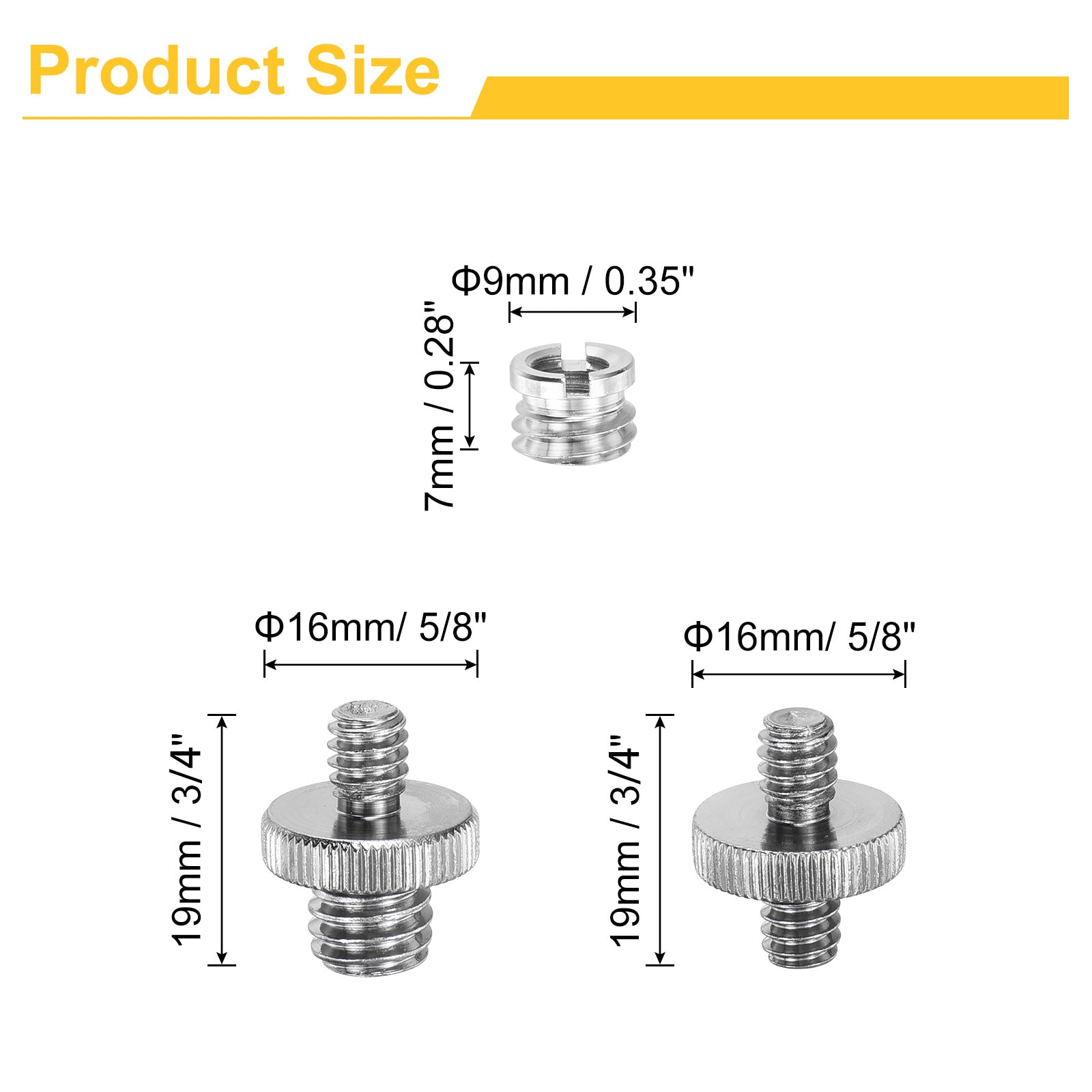 Unique Bargains Camera Screw Mount Set 1/4 to 3/8 Inch Double End Screw ...