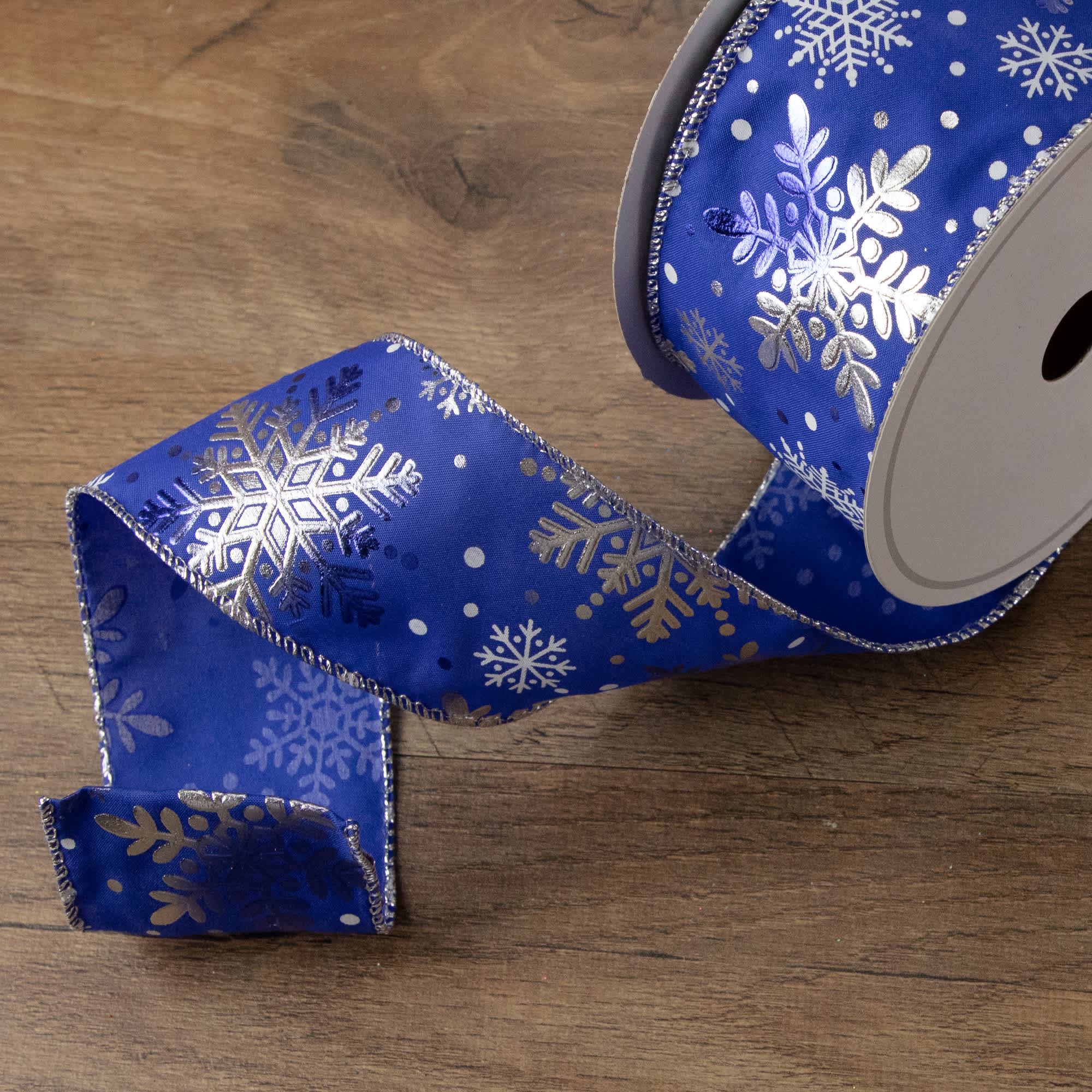 Northlight Blue and Silver Snowflake Christmas Wired Craft Ribbon 2.5 ...
