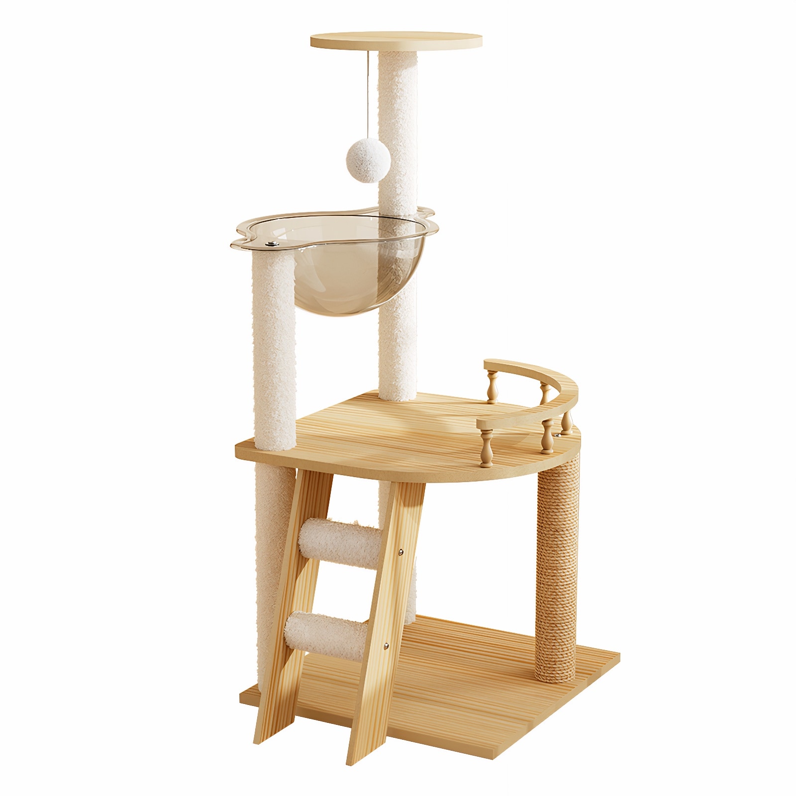 YOSIMFUR 41.3 Inch Modern Wood Cat Tower for Indoor Cats Multi ...
