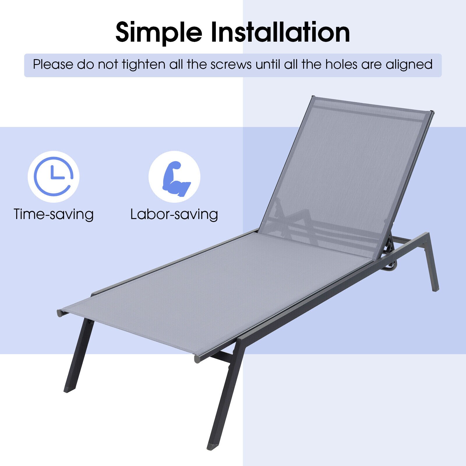 Volenca Outdoor Steel and Fabric Patio Chaise Lounge with 6-Position ...