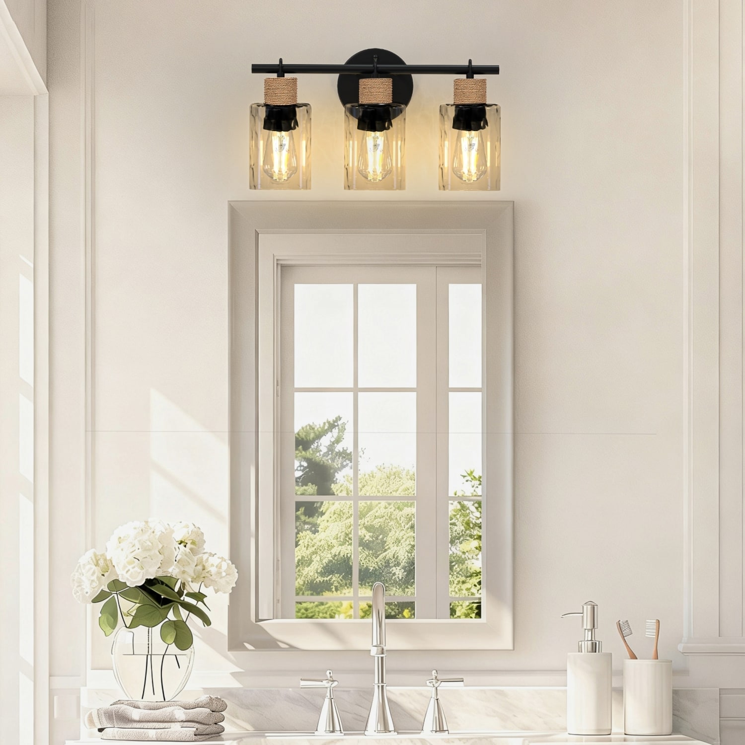 DORESshop 17.3 in Black 3 Light Vanity Lights Industrial Modern Vanity ...