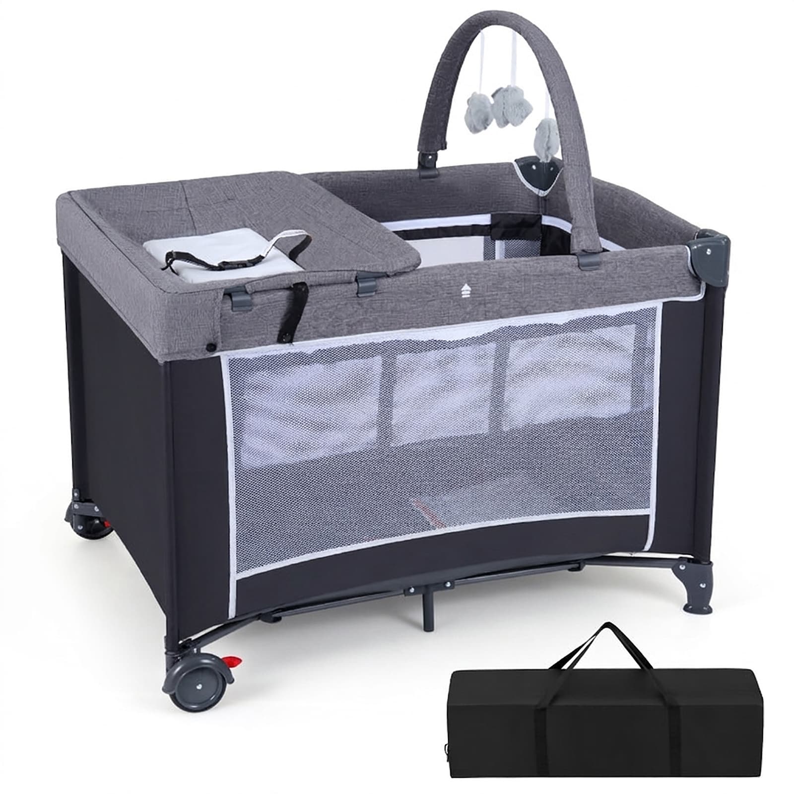 SUGIFT 3-in-1 Portable Baby Crib Playpen With Changing Table Foldable ...