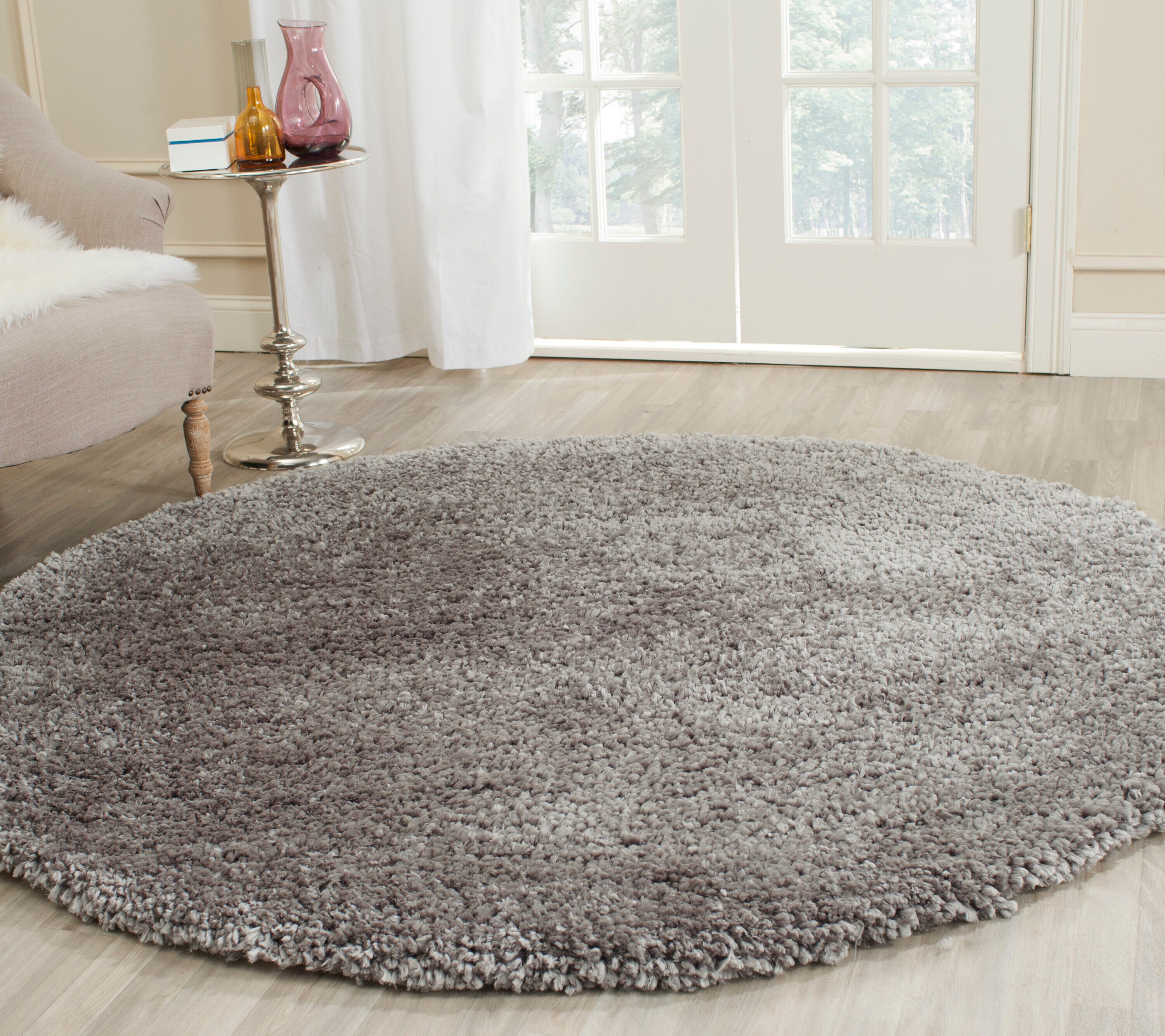 Safavieh Sg267C Popcorn Shag Silver 6ft x 6ft Shag Flokati Rug in the ...