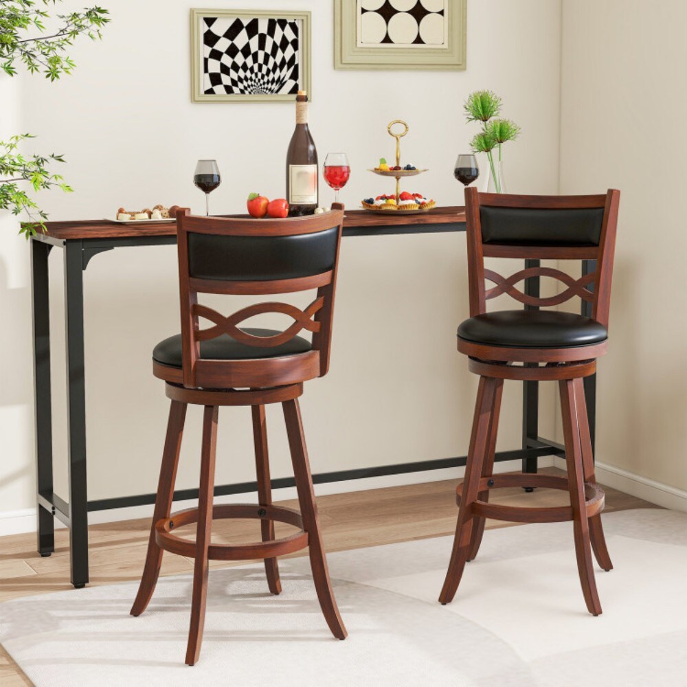 Fenbeli Set of 2 360 Degree Swivel Bar Stools with PU Leather ...