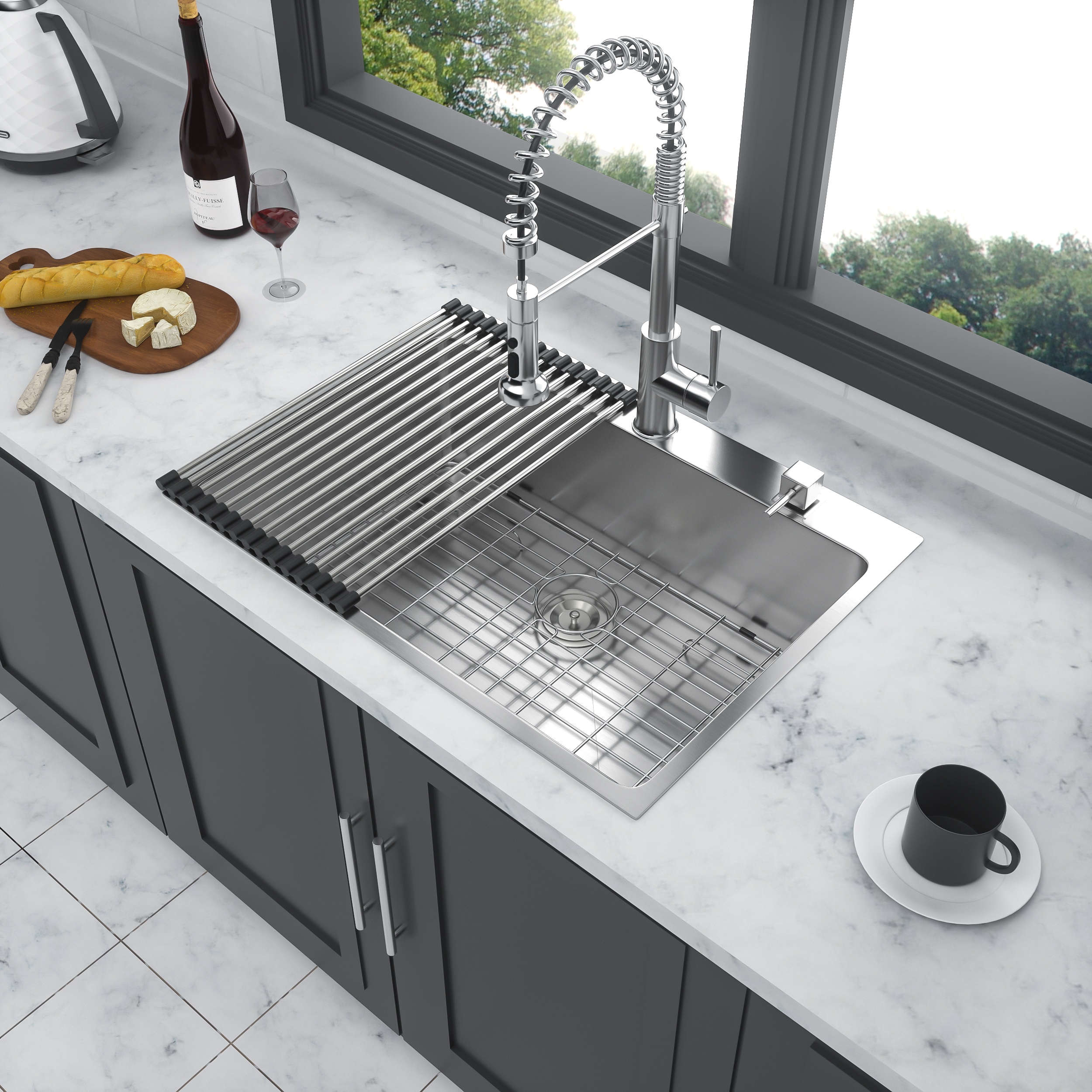 Dimakai 25x22x10 Inch Drop In Kitchen Sink 16 Gauge Stainless Steel ...
