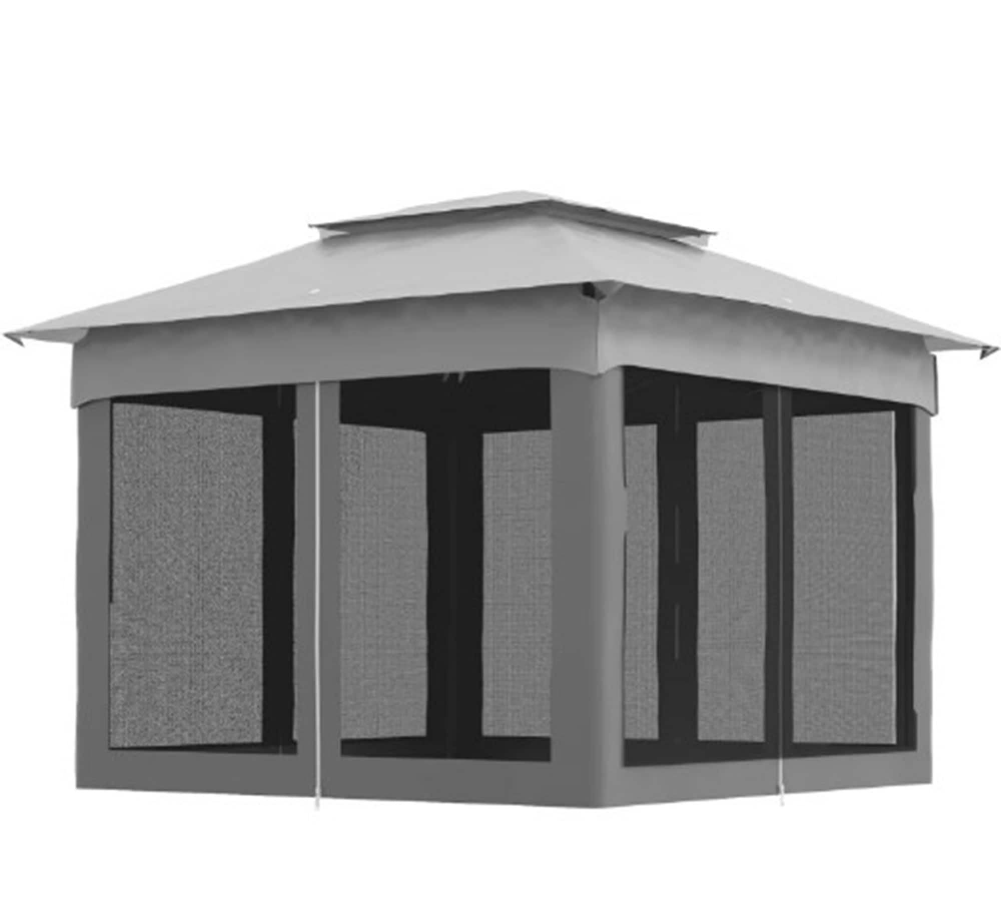 Bybafun 11-ft x 11-ft Gray Solarium with Soft Top Roof (Screen Included ...