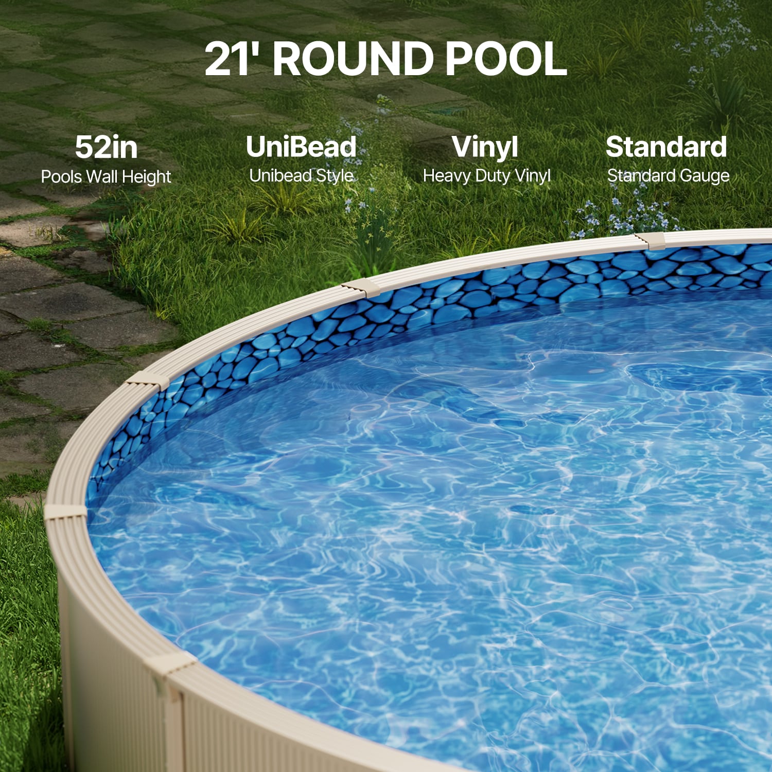 VEVOR 21-ft Round Above Ground Pool Liner Unibead Pool Liners Standard ...