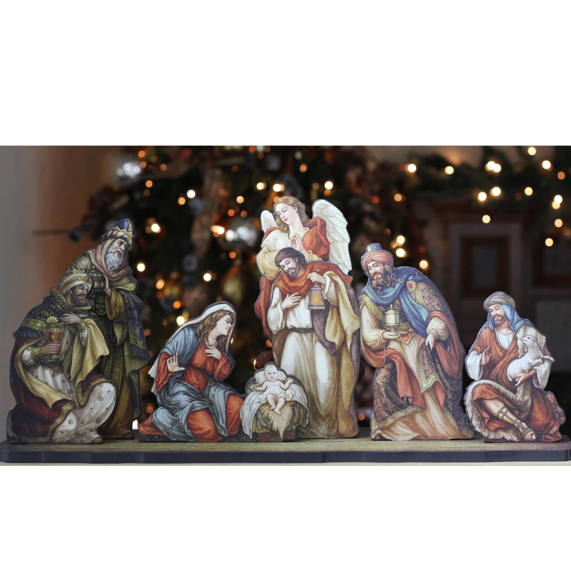 Roman 8pc Orange and Brown Nativity Die Cut Figures with Base Christmas ...