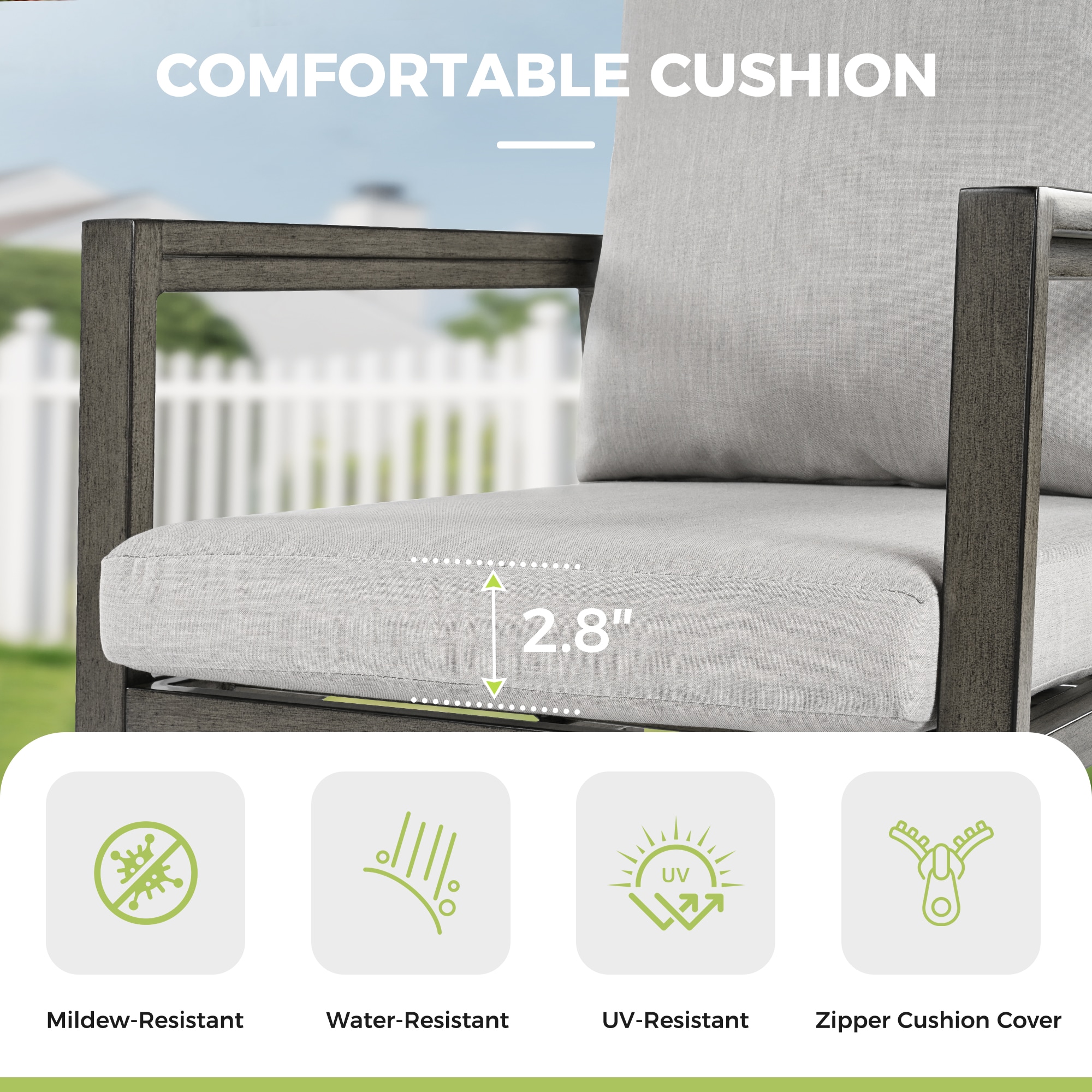 Quietude Set of 4 Gray Aluminum Frame Stationary Dining Chair with Gray ...