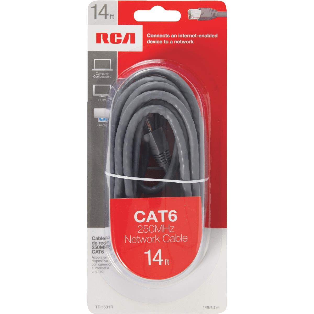 RCA 14-Foot Cat6 Network Cable Male-to-Male Gray (TPH631R) in the ...
