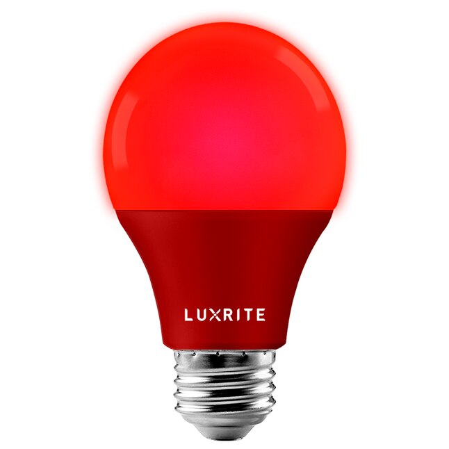 Luxrite 60-Watt EQ A19 Red Medium Base (e-26) Dimmable LED Decorative ... Luxrite 60-Watt EQ A19 Red Medium Base (e-26) Dimmable LED Decorative ...