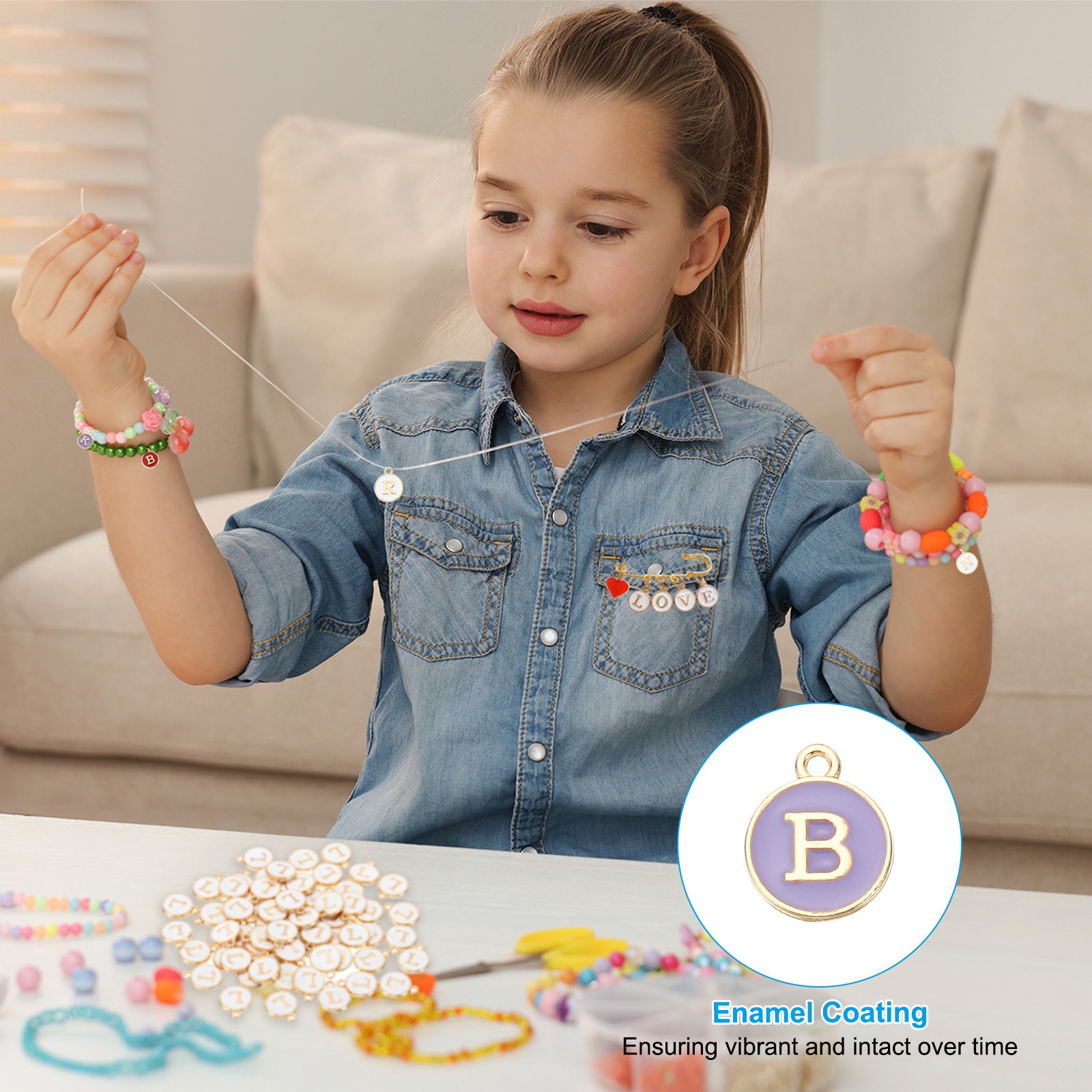 PATIKIL 60pcs Letter Charm B Double Sided Alphabet Initial Charm ...