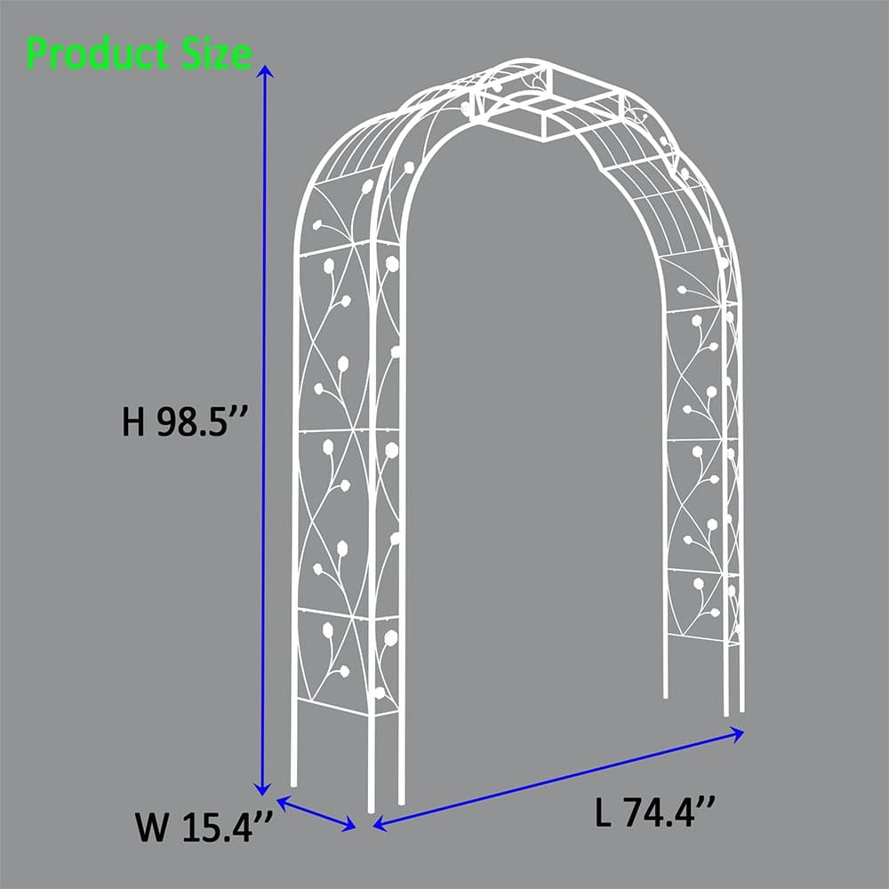 JUJABU Cream White W74.4 x H98.4 Metal Garden Arch Garden Arbor Trellis ...