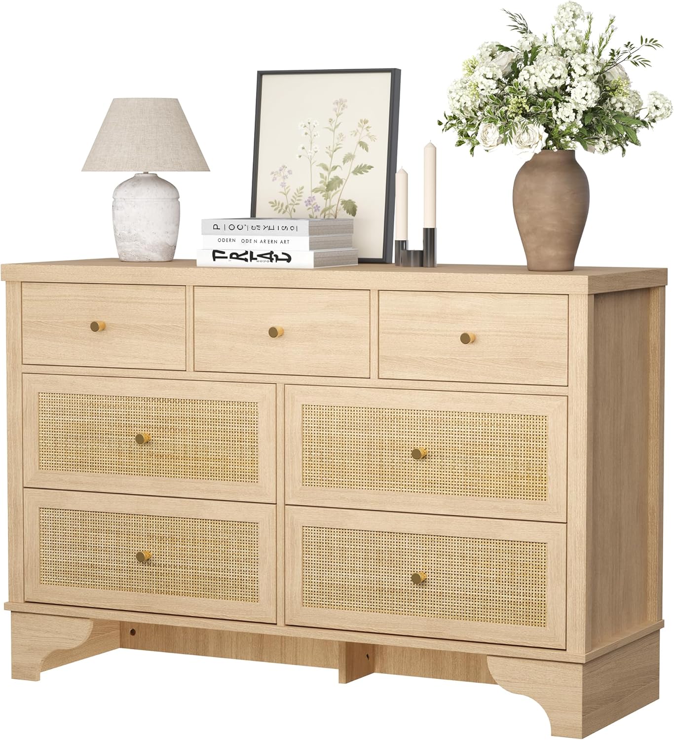 Garvee 7 Drawers Double Dresser 47.3 Inch Wide Wood Chest of Drawers ...