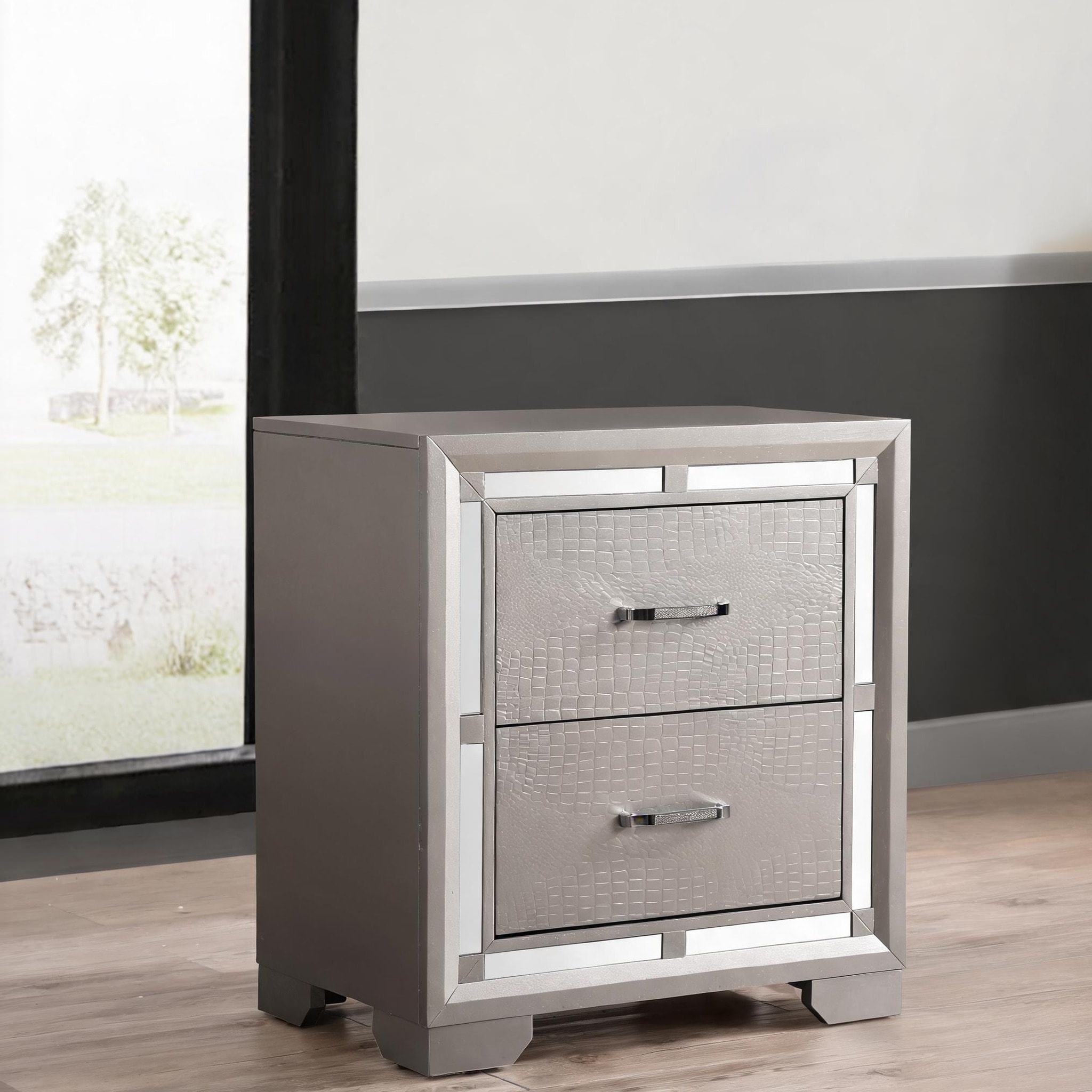 Watnature Modern Compact 2-Drawer Bedside Nightstand Functional Storage ...